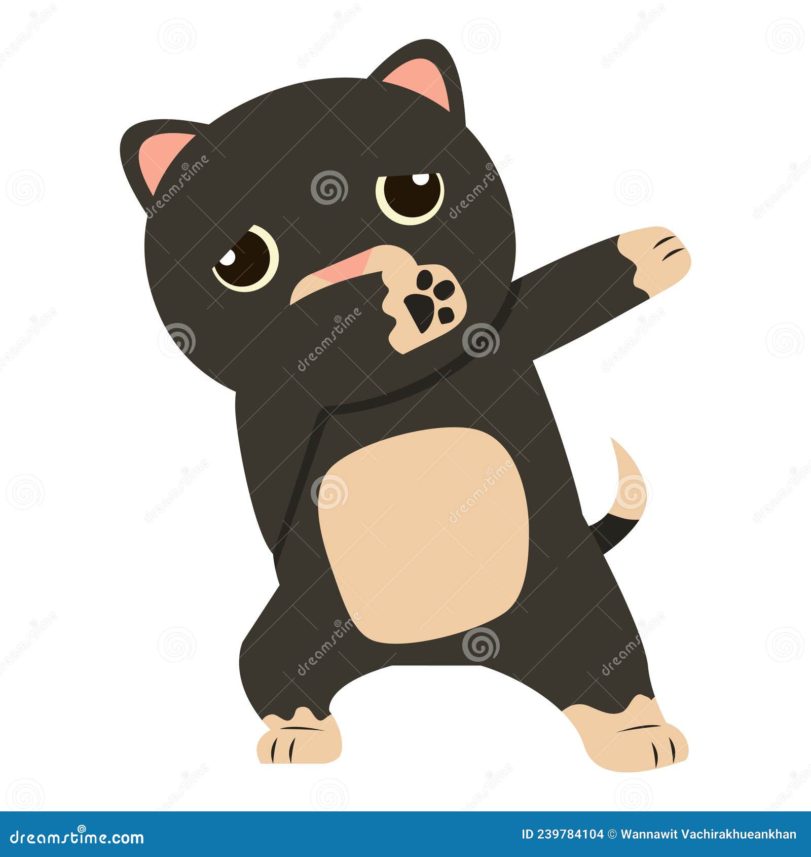 Cute Cat Dab Dancing Sign Icon Stock Vector - Illustration of kids ...