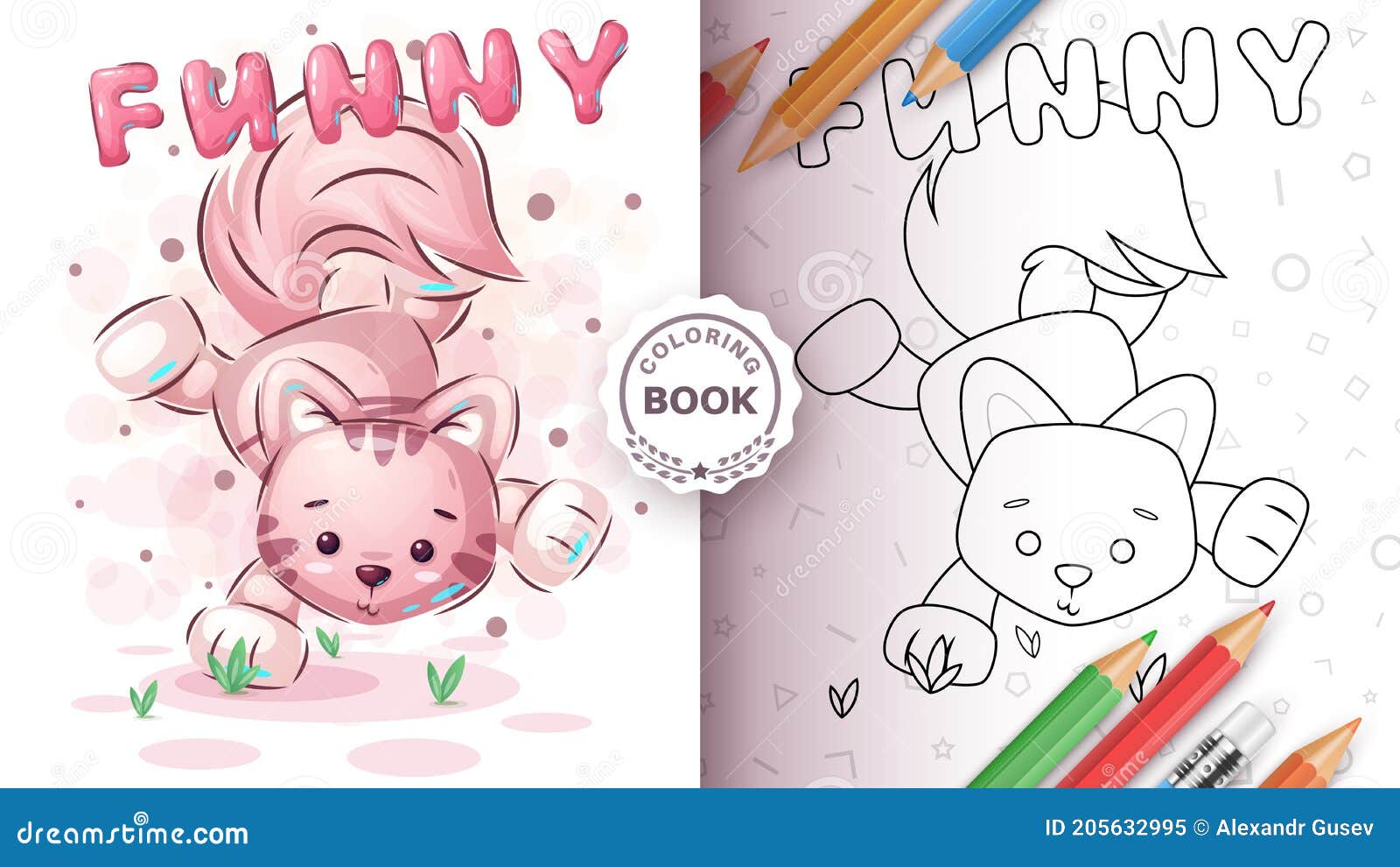 Cute Cat Dance - Coloring Page Stock Vector - Illustration of child ...