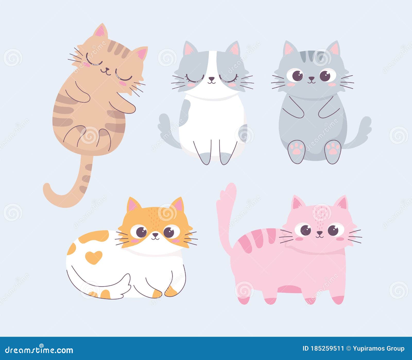 Cute Cat Different Pose Cartoon Animal Funny Character Stock Vector ...