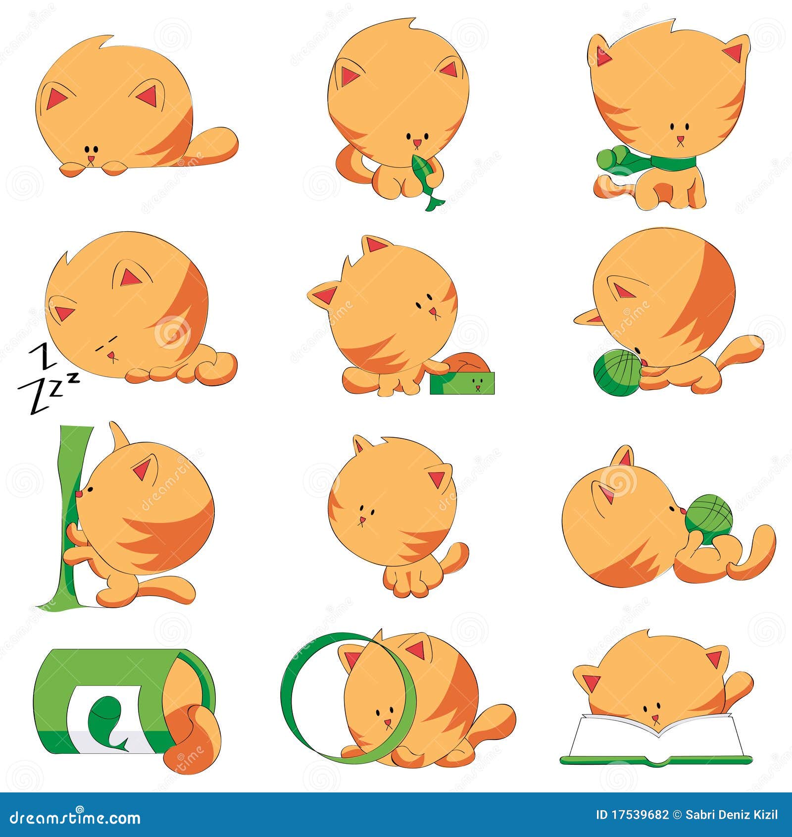 Cute Cat Different Positions Stock Vector - Illustration of abstract ...