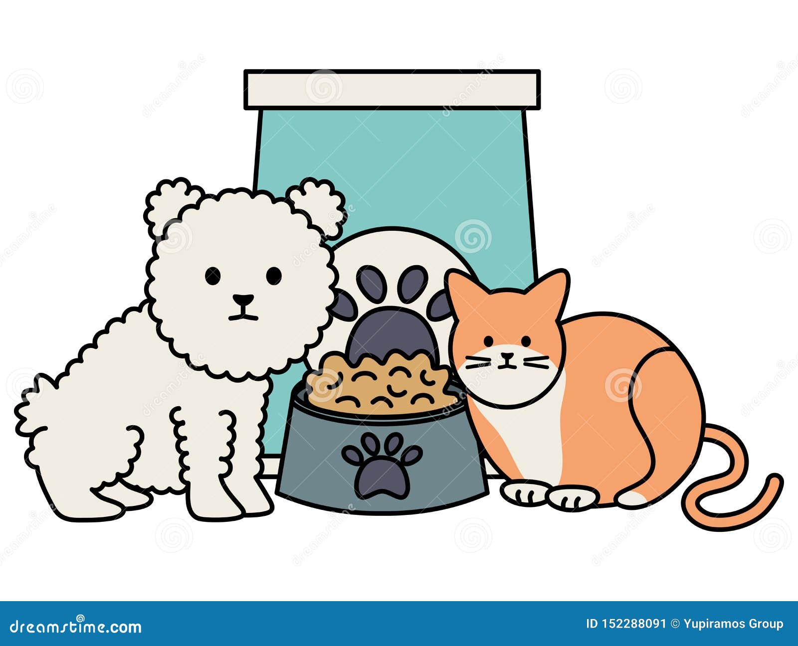 Cute Cat and Dog Mascots with Food Bag and Dish Stock Vector ... Cute Cat and Dog Mascots with Food Bag and Dish Stock Vector ...