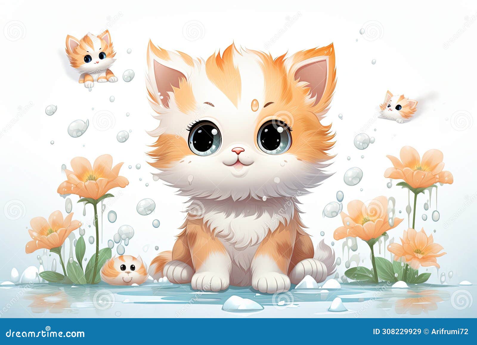 Cute Cat Elements Art 3d Illustration Stock Illustration - Illustration ...