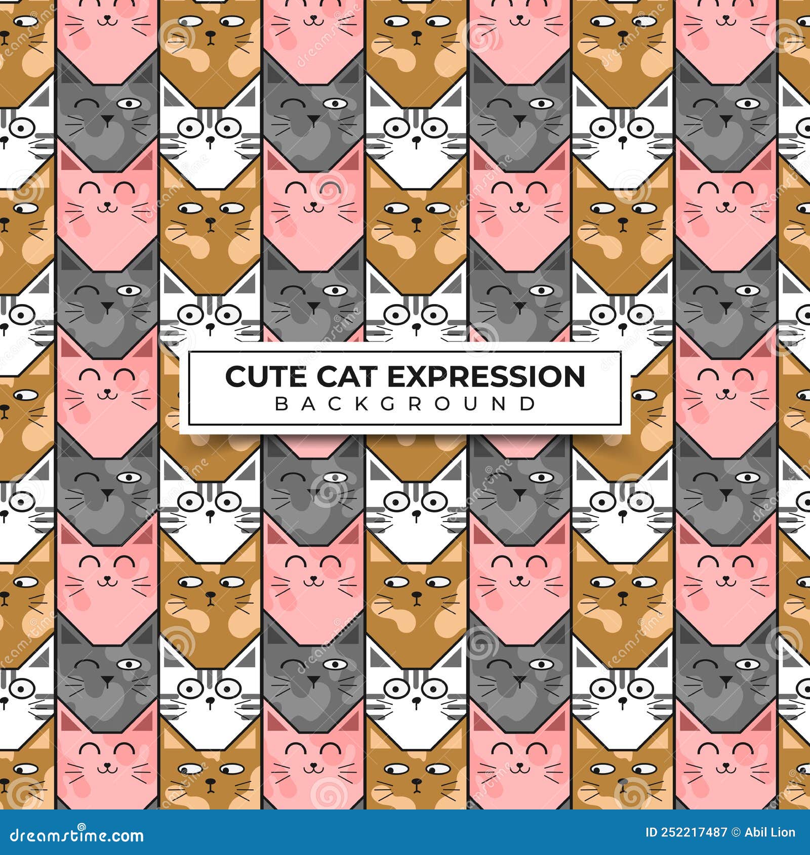 Cute Cat Expression Background Vector Illustration Stock Vector ...