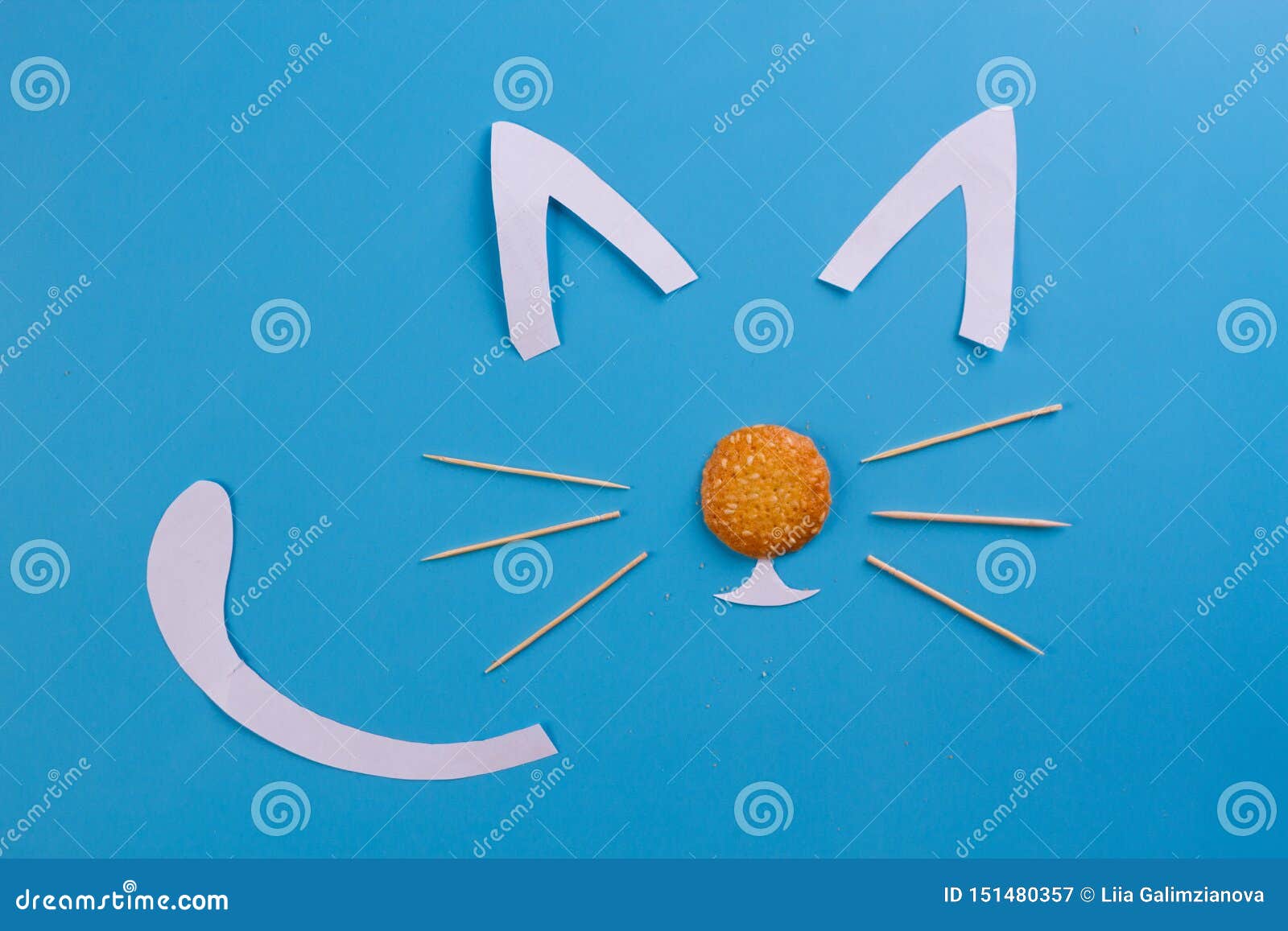 Cute cat face with cookie stock image. Image of humor - 151480357
