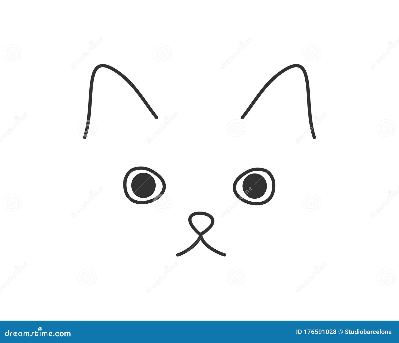 Cute Cat Face Doodle Drawing Stock Vector - Illustration of cartoon ...