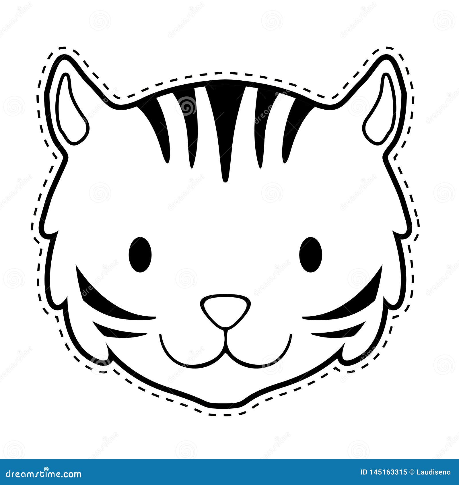 Cute Cat Face Dotted Sticker Stock Vector - Illustration of design ...