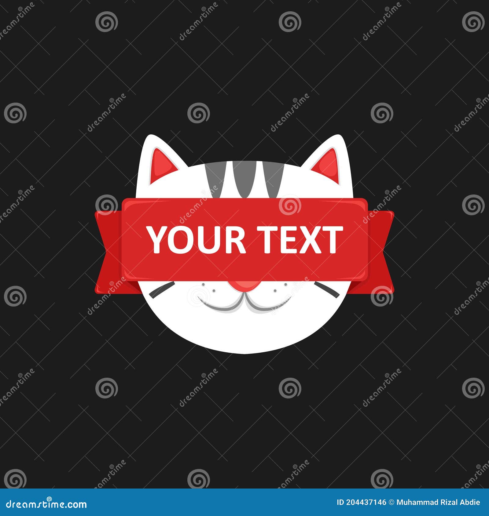 Cute Cat Face Emblem Logo with Blank Text Banner Illustration Stock ...