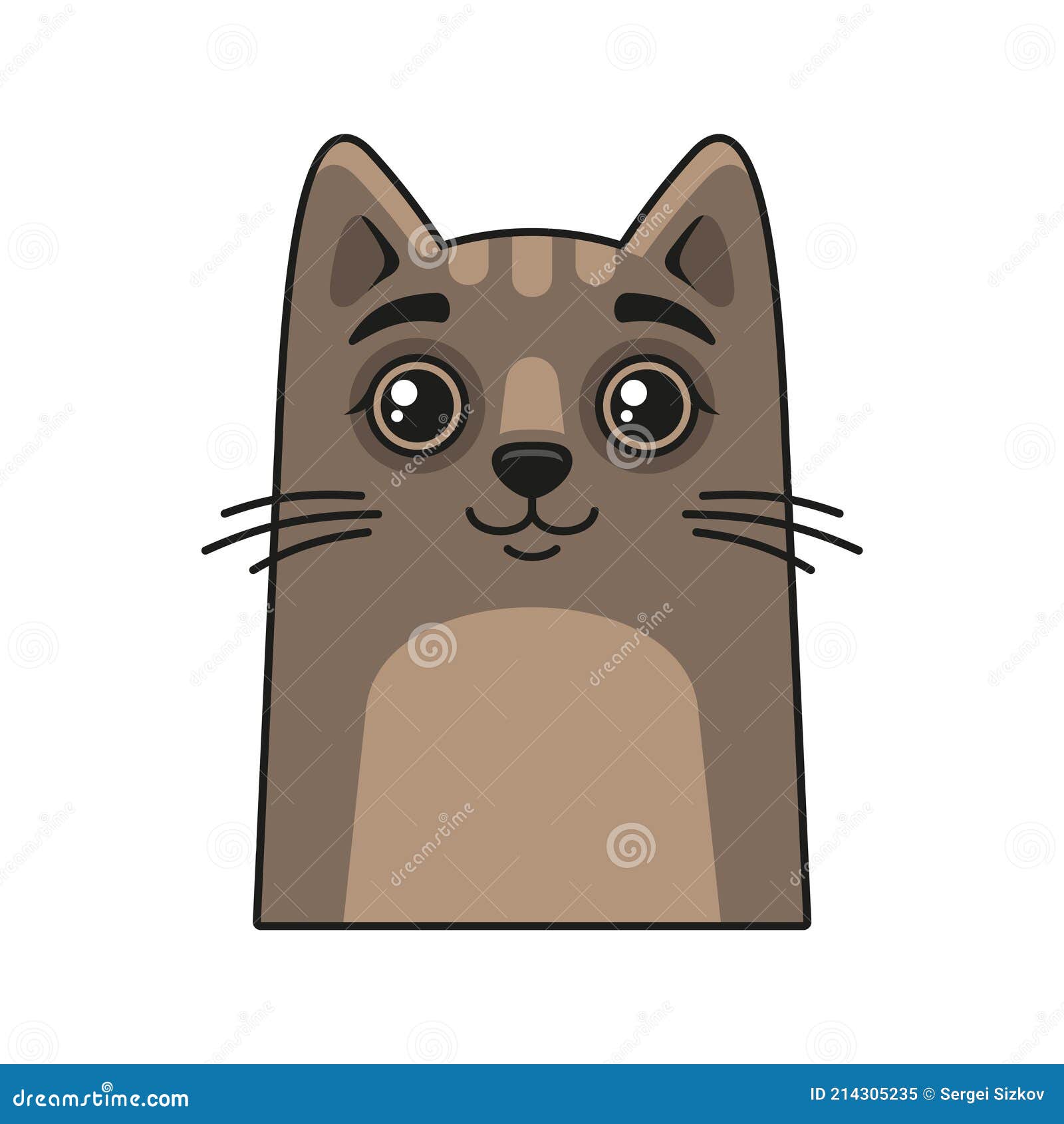 Cute Cat Face Icon. Cartoon Style on White Background Vector Stock ...