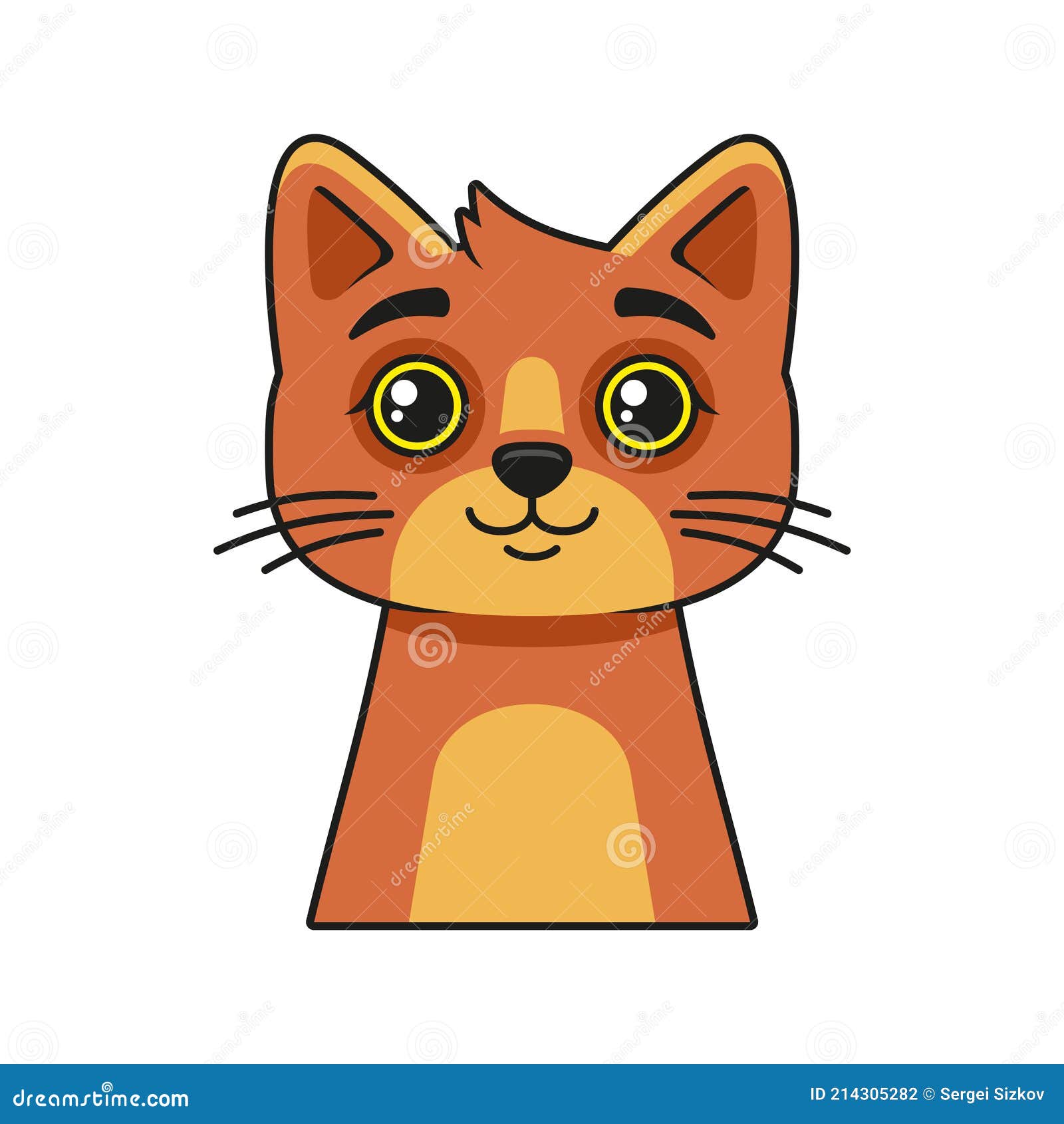 Cute Cat Face Icon. Cartoon Style on White Background Vector Stock ...