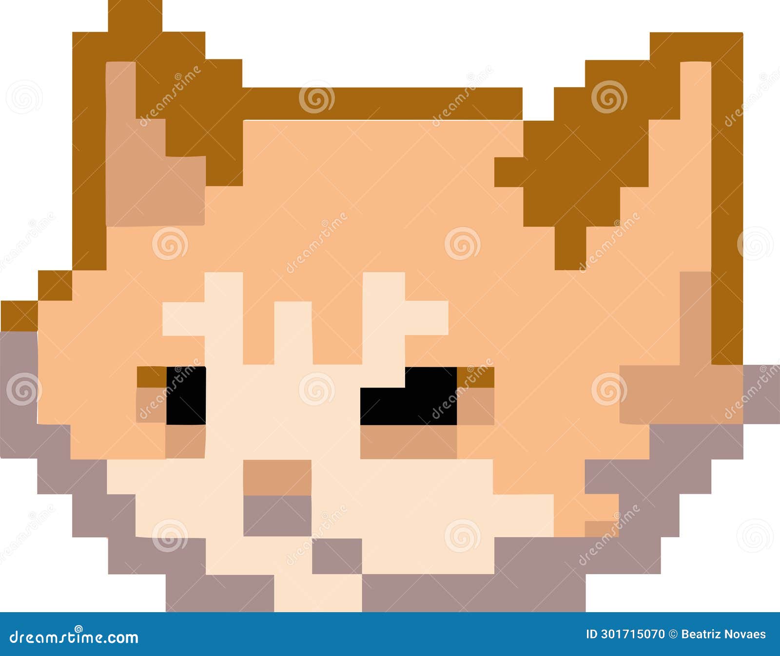 Cute Cat Face Pixel Art Stock Illustration Illustration Of Font 301715070