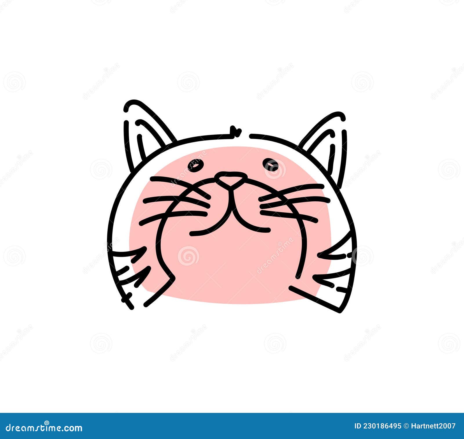 Cute Cat Face. Vector Illustration of the Outline. Stock Vector ...