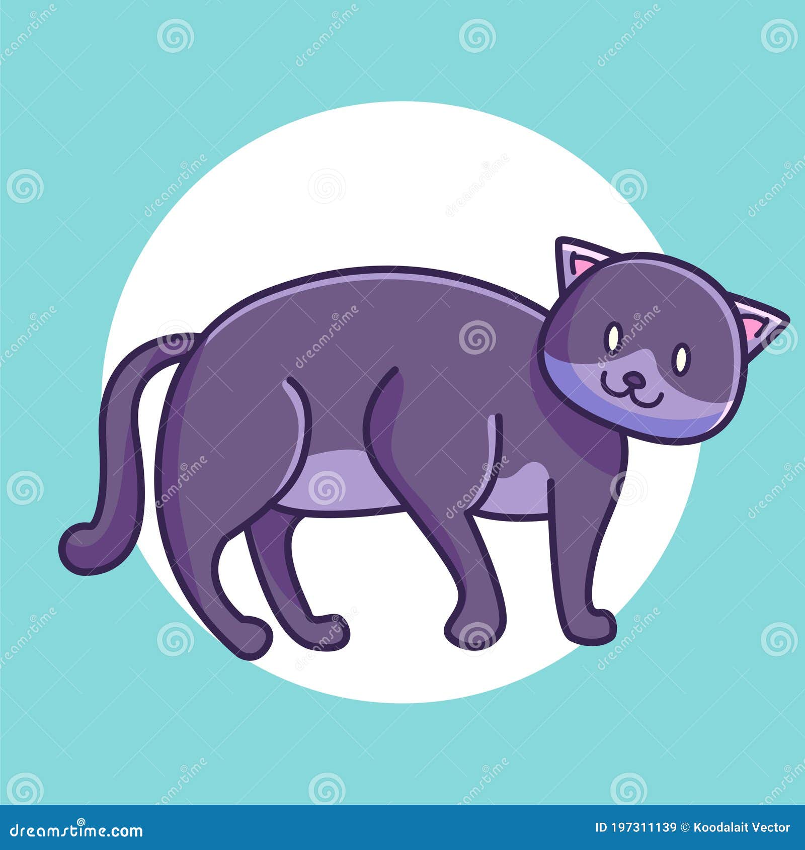 Cute Cat Glanced. Cartoon Illustration Stock Vector - Illustration of ...