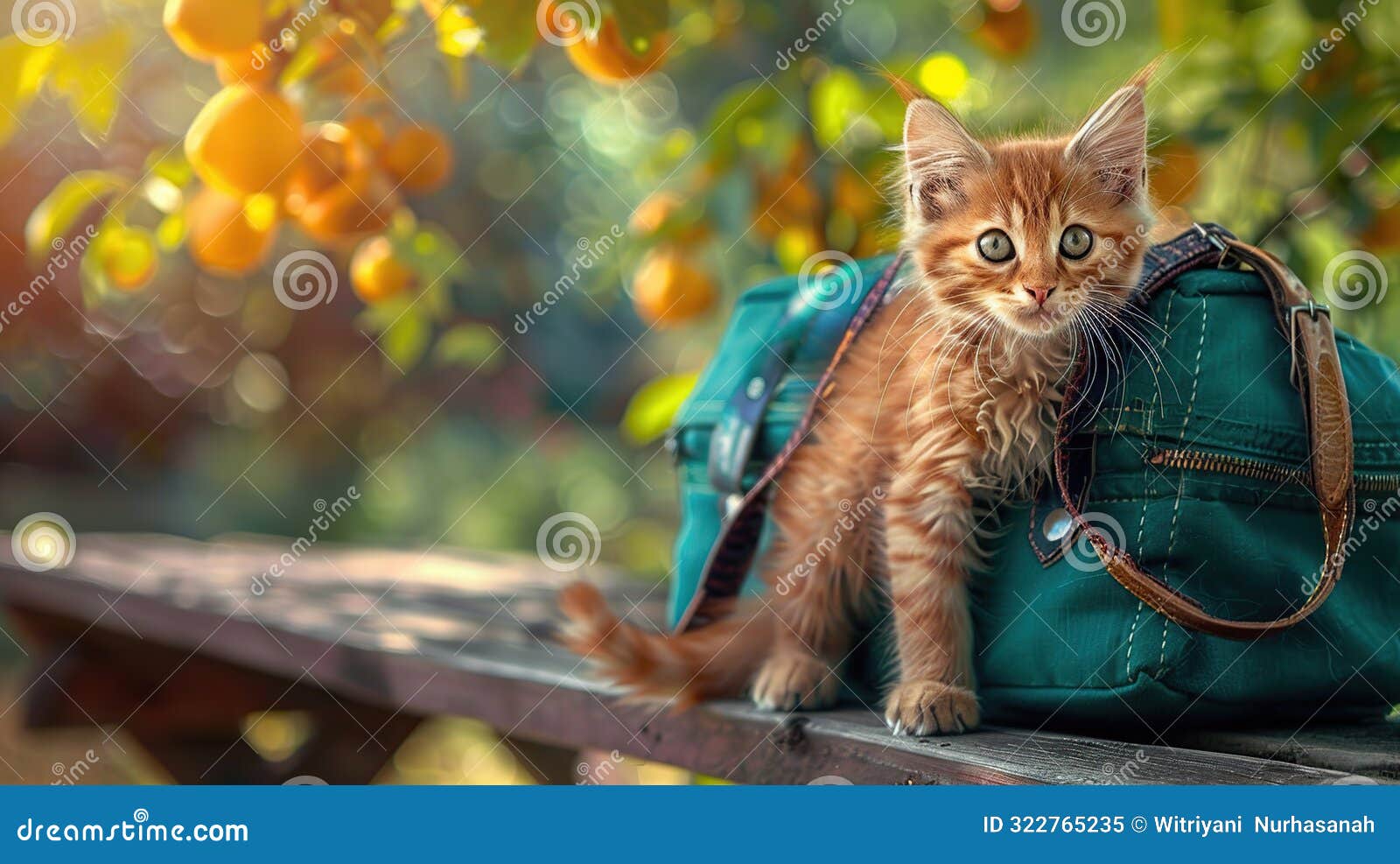 Cute Cat Going To School . Generative a Stock Illustration ...