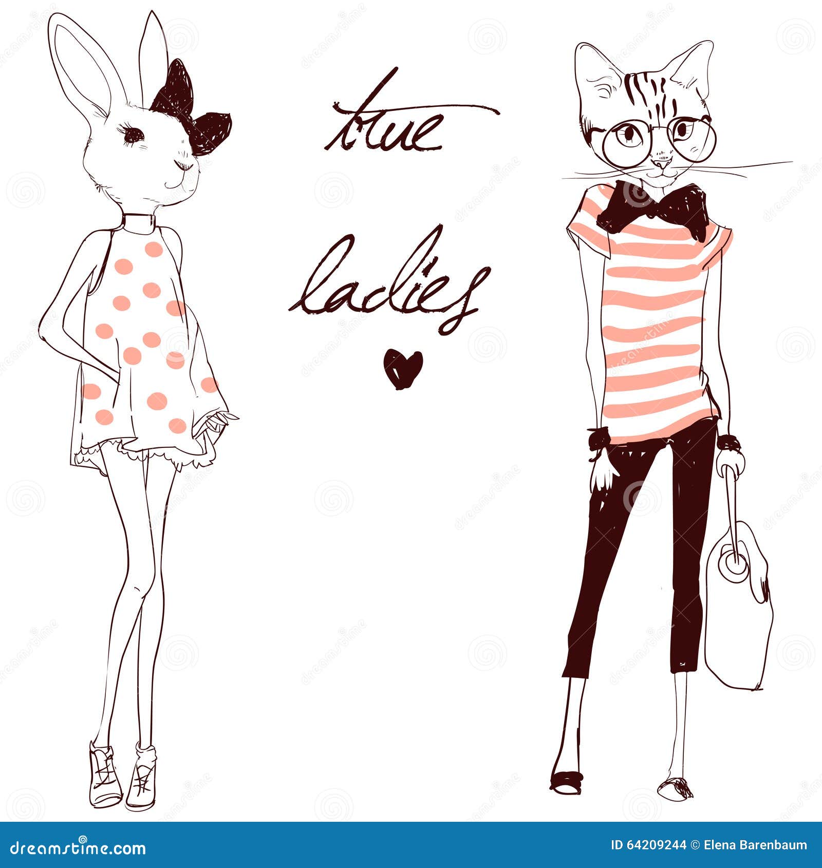 Cute Cat And Hare Characters Vector Illustration | CartoonDealer.com ...