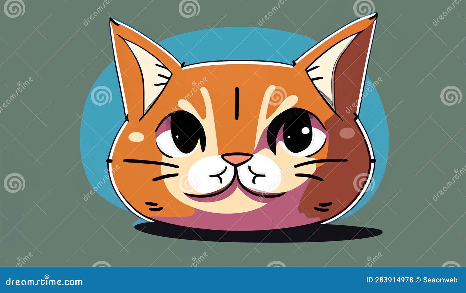 A Cute Cat Head Cartoon Illustration 1 Stock Illustration ...