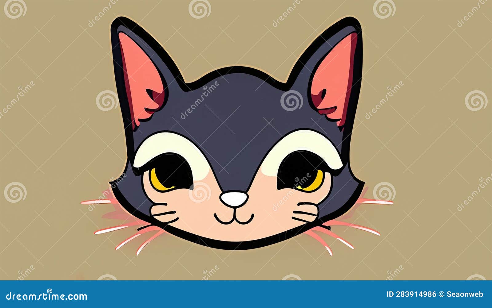 A Cute Cat Head Cartoon Illustration 1 Stock Illustration ...