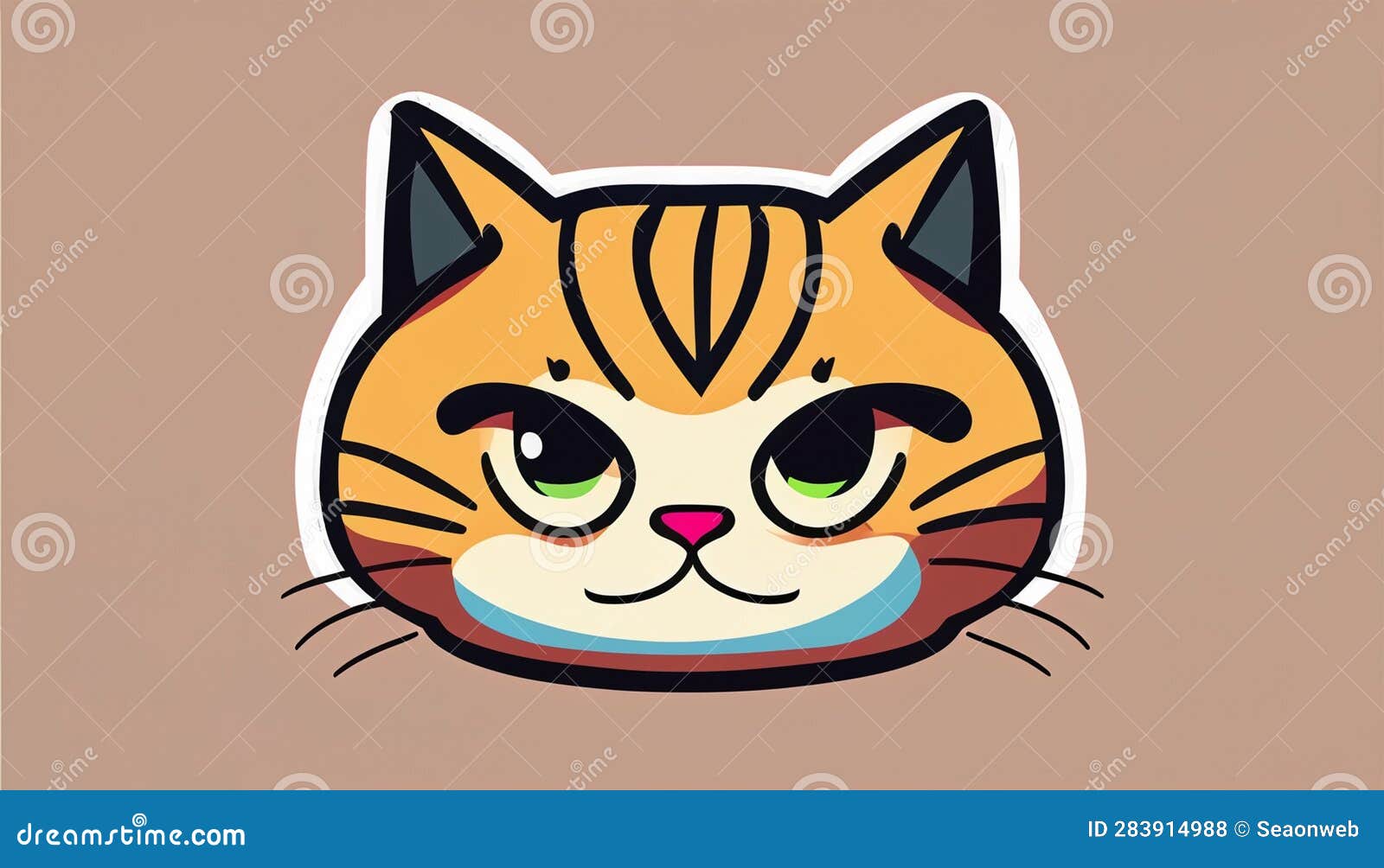 A Cute Cat Head Cartoon Illustration 1 Stock Illustration - Illustration of animal, pretty ...