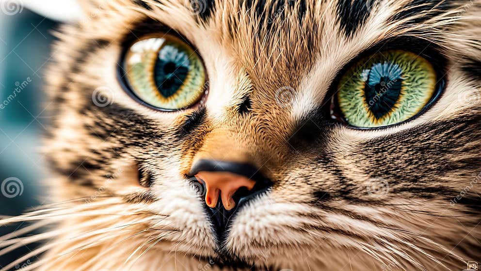 Cute Cat Head Excitement Madness Expression Editorial Photo - Image of ...