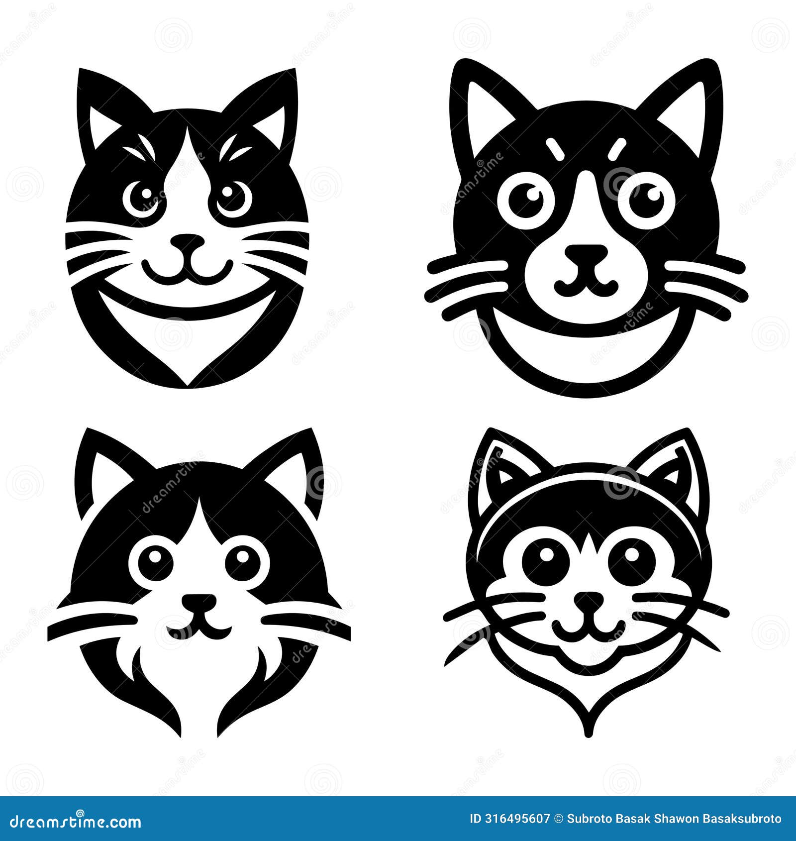 Cute cat head vector. stock vector. Illustration of cartoon - 316495607