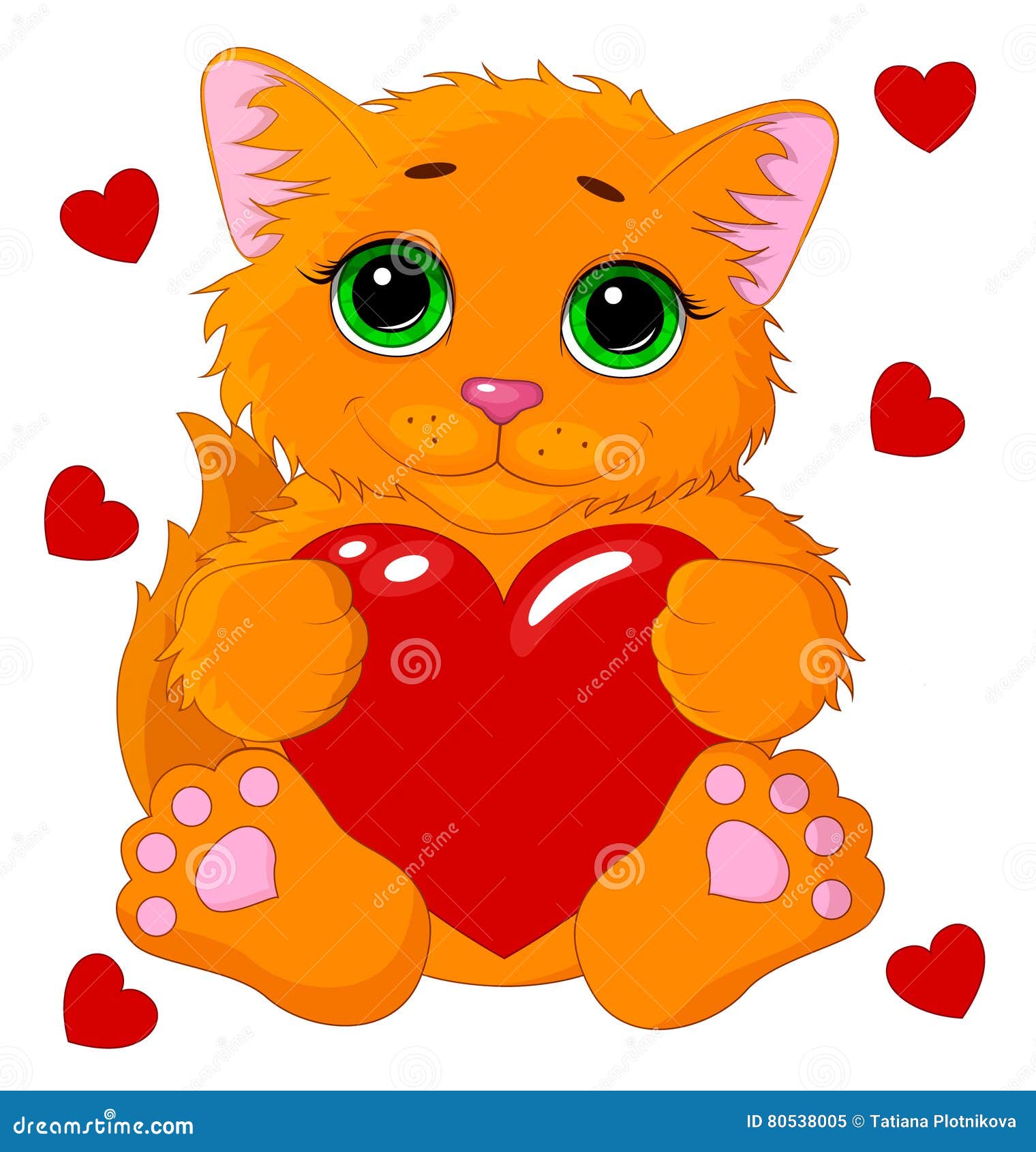 Cute Cat with a Heart Vector Stock Vector - Illustration of romance ...