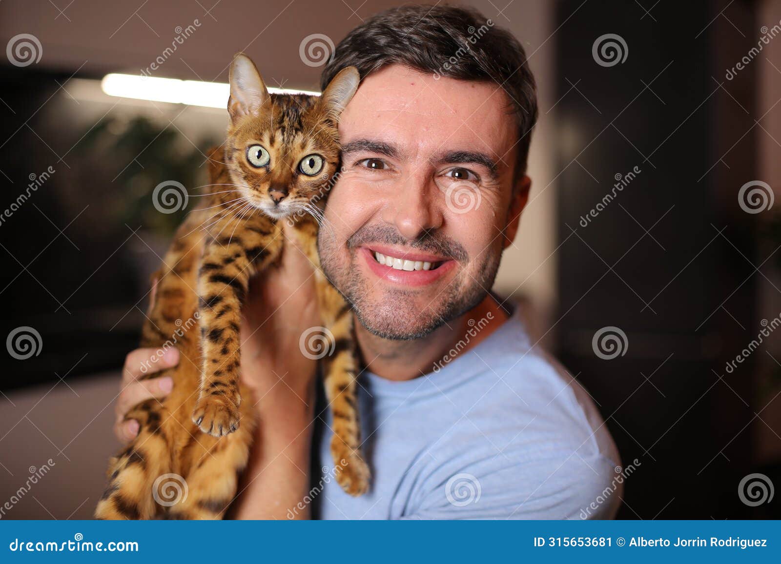 Cute cat and his owner stock image. Image of people - 315653681