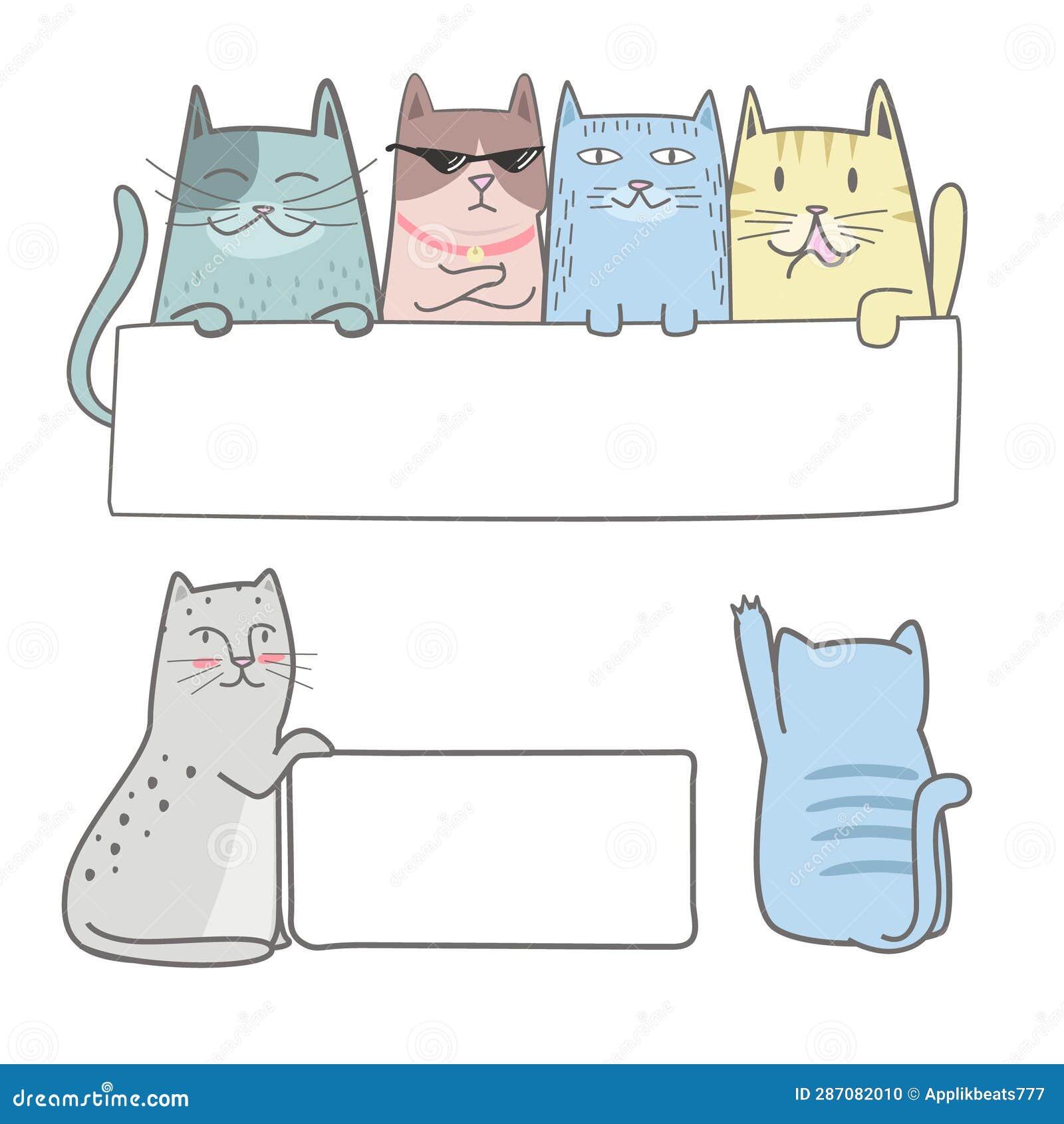 Cute Cat Holding a Blank Sign Stock Vector - Illustration of kitten ...