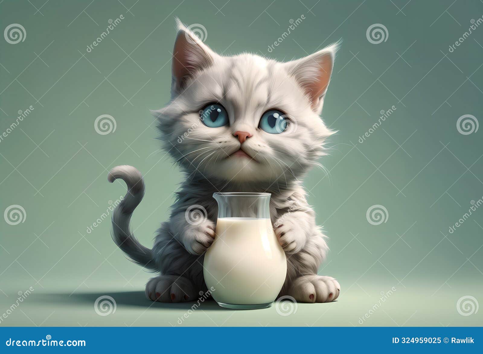 Cute Cat Holding a Carafe with Fresh Milk Stock Image - Image of ...