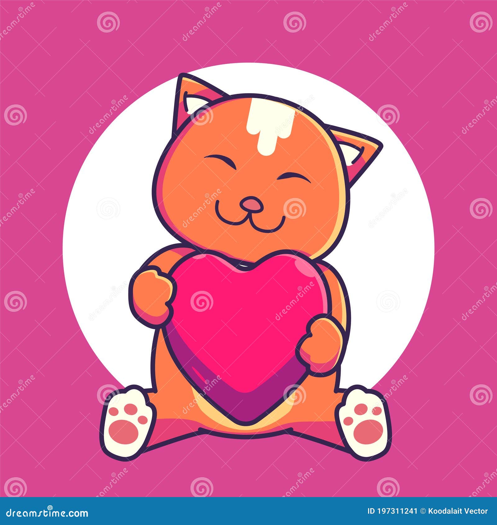 Cute Cat Holding a Heart. Cartoon Illustration Stock Vector ...