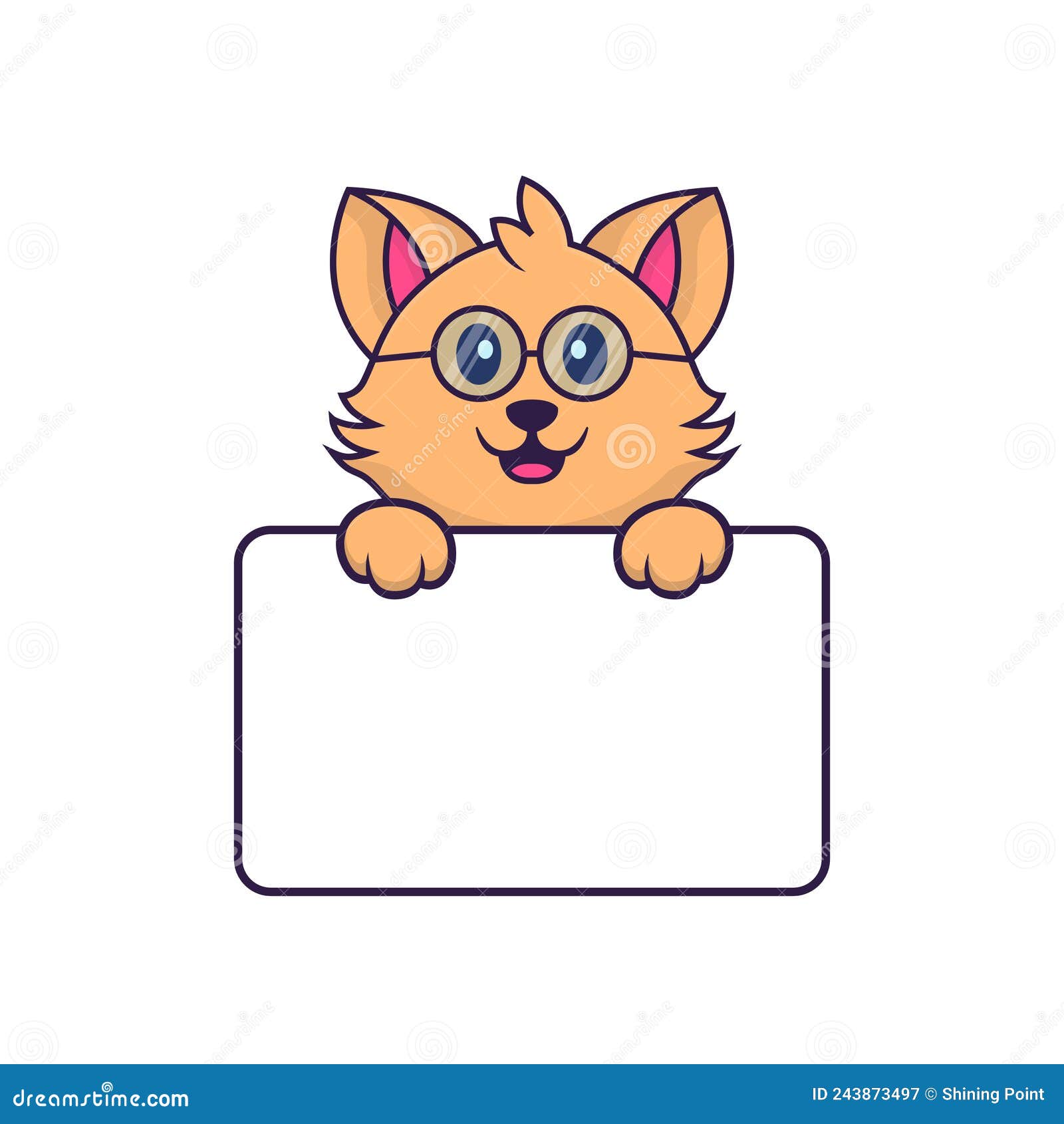 Cute Cat Holding Whiteboard Stock Vector - Illustration of whiteboard ...