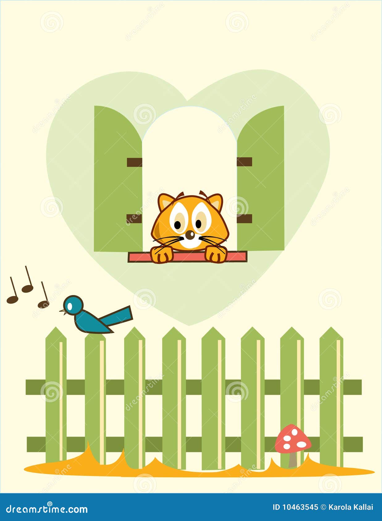 Cute cat hunting stock vector. Illustration of bird, design - 10463545