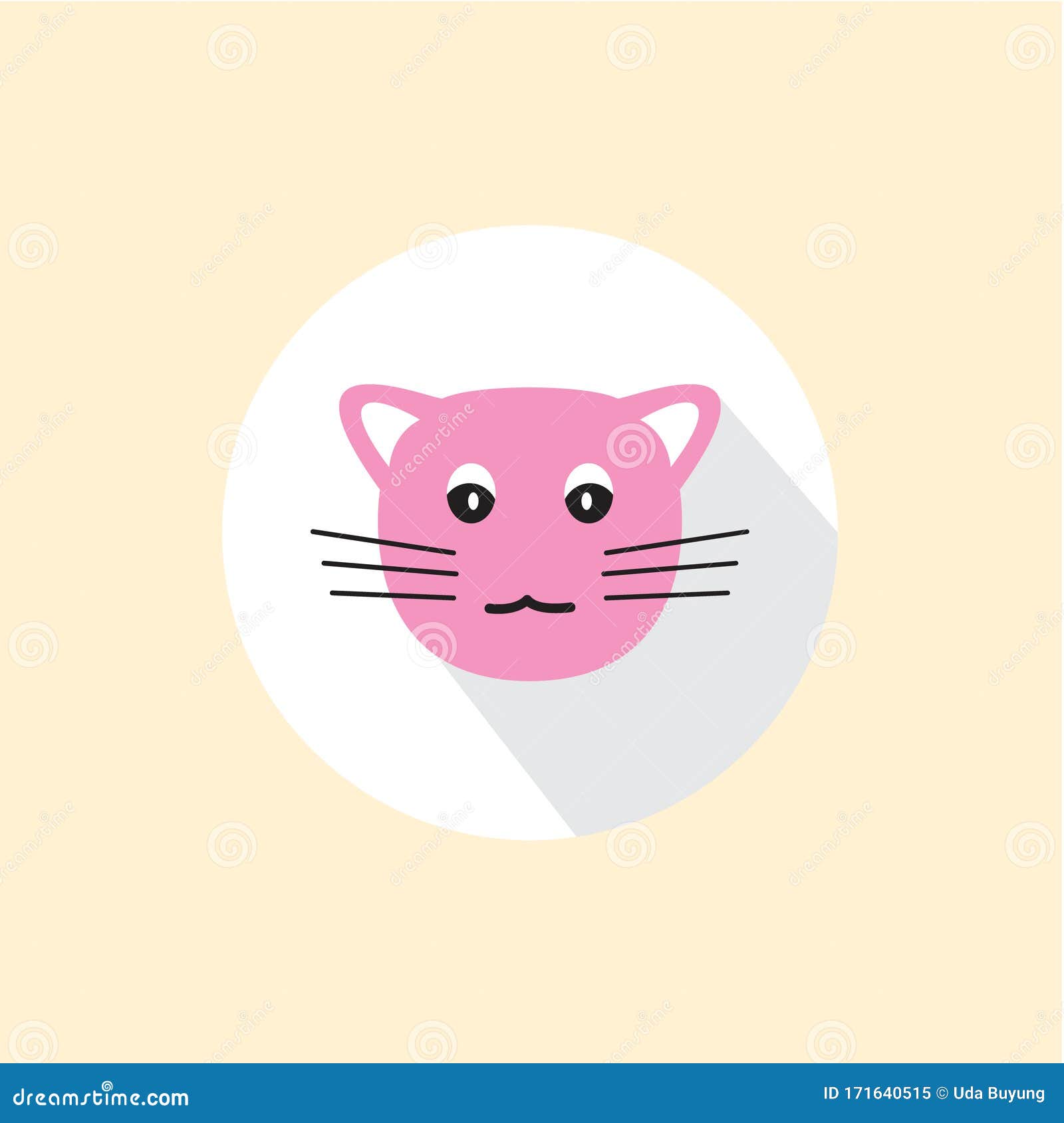 Cute cat icon flat design stock vector. Illustration of style - 171640515