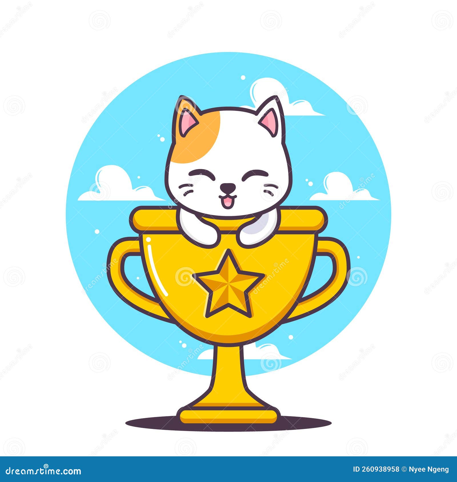 Cute Cat Inside Trophy Illustration Vector Illustration Stock Vector ...