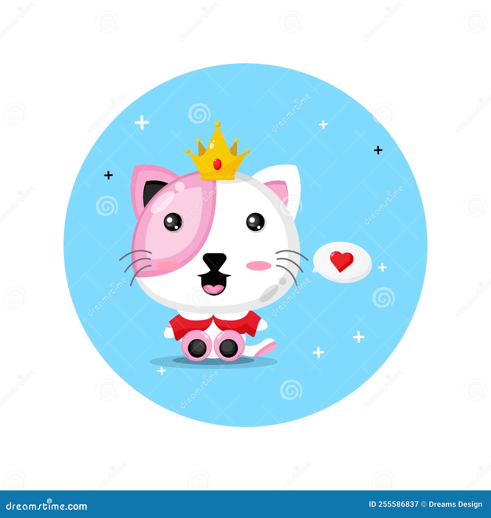 Cute cat king design stock vector. Illustration of print - 255586837