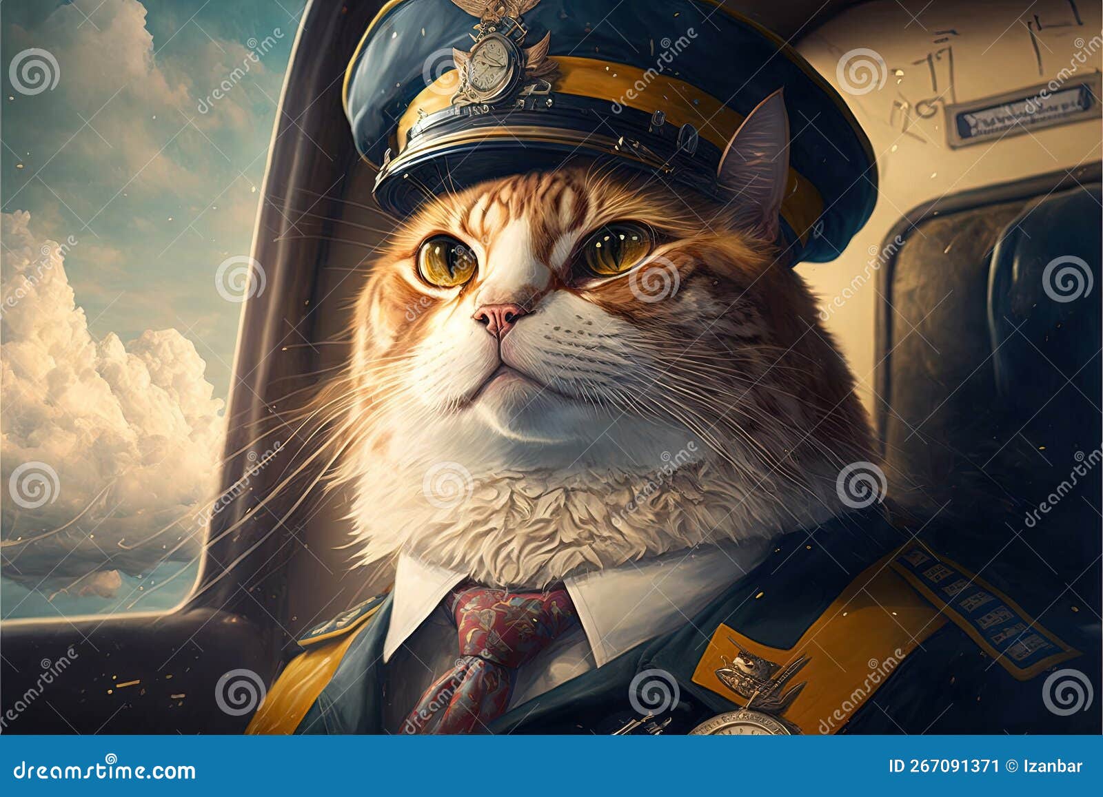 British Pilot And Spitfire Fighter Plane On Field World War II Cartoon ...