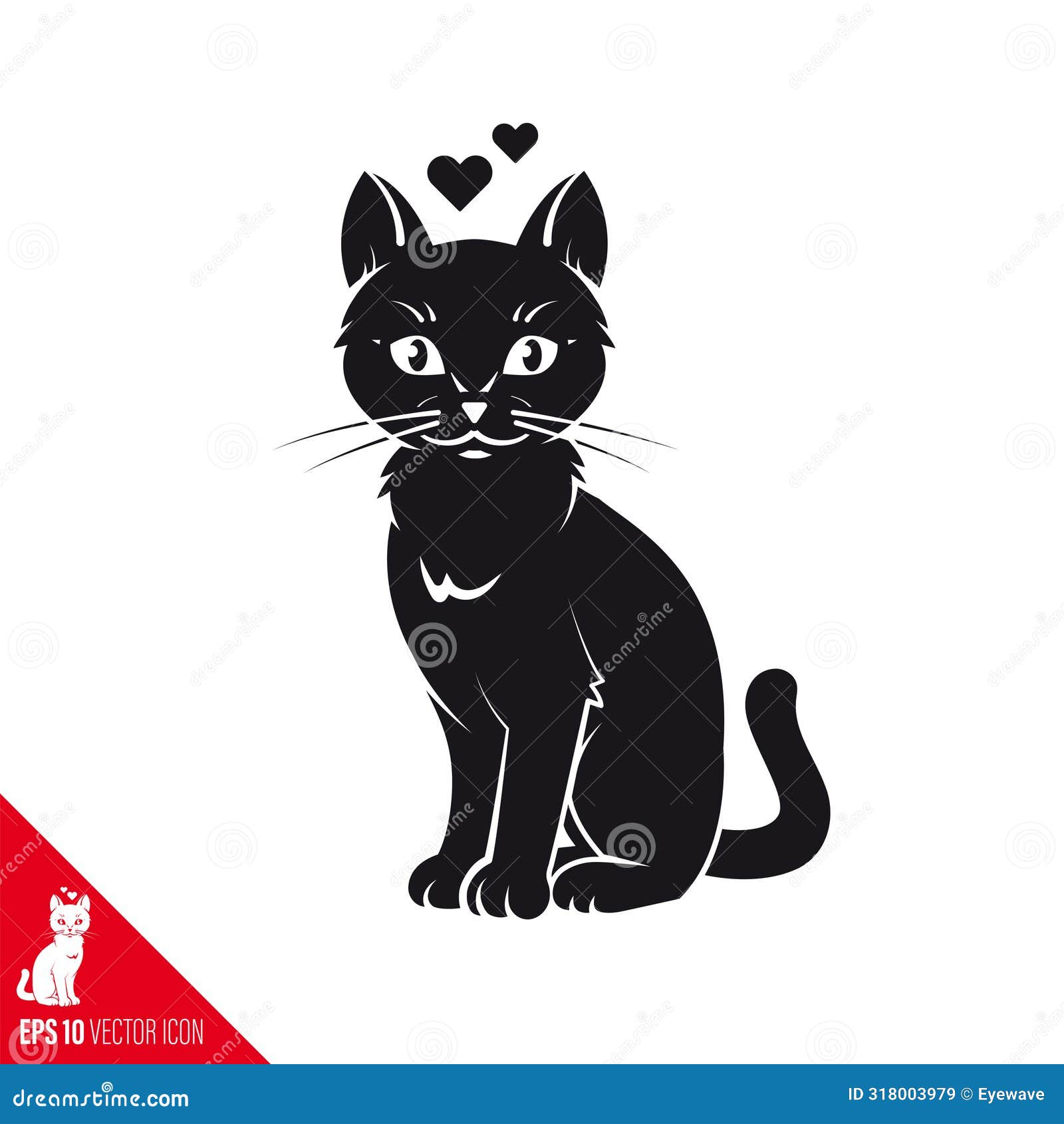 Cute Cat in Love Vector Glyph Icon Stock Vector - Illustration of ...