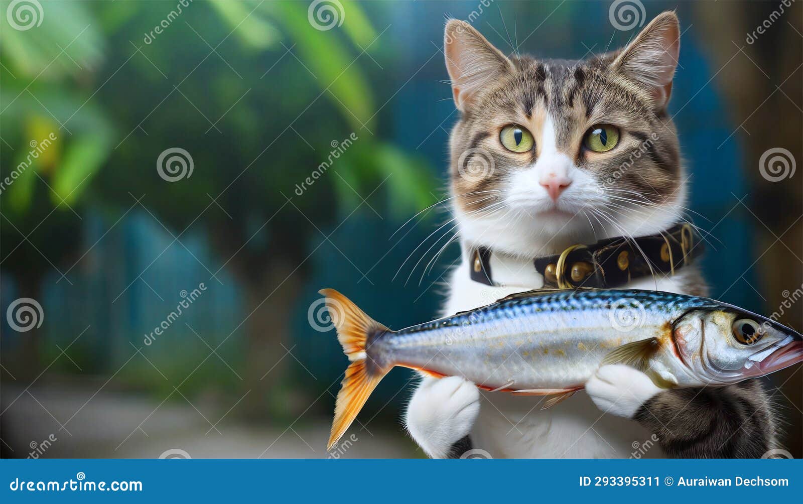 Cat with a Mackerel in the Hands. AI Generated Stock Illustration ...