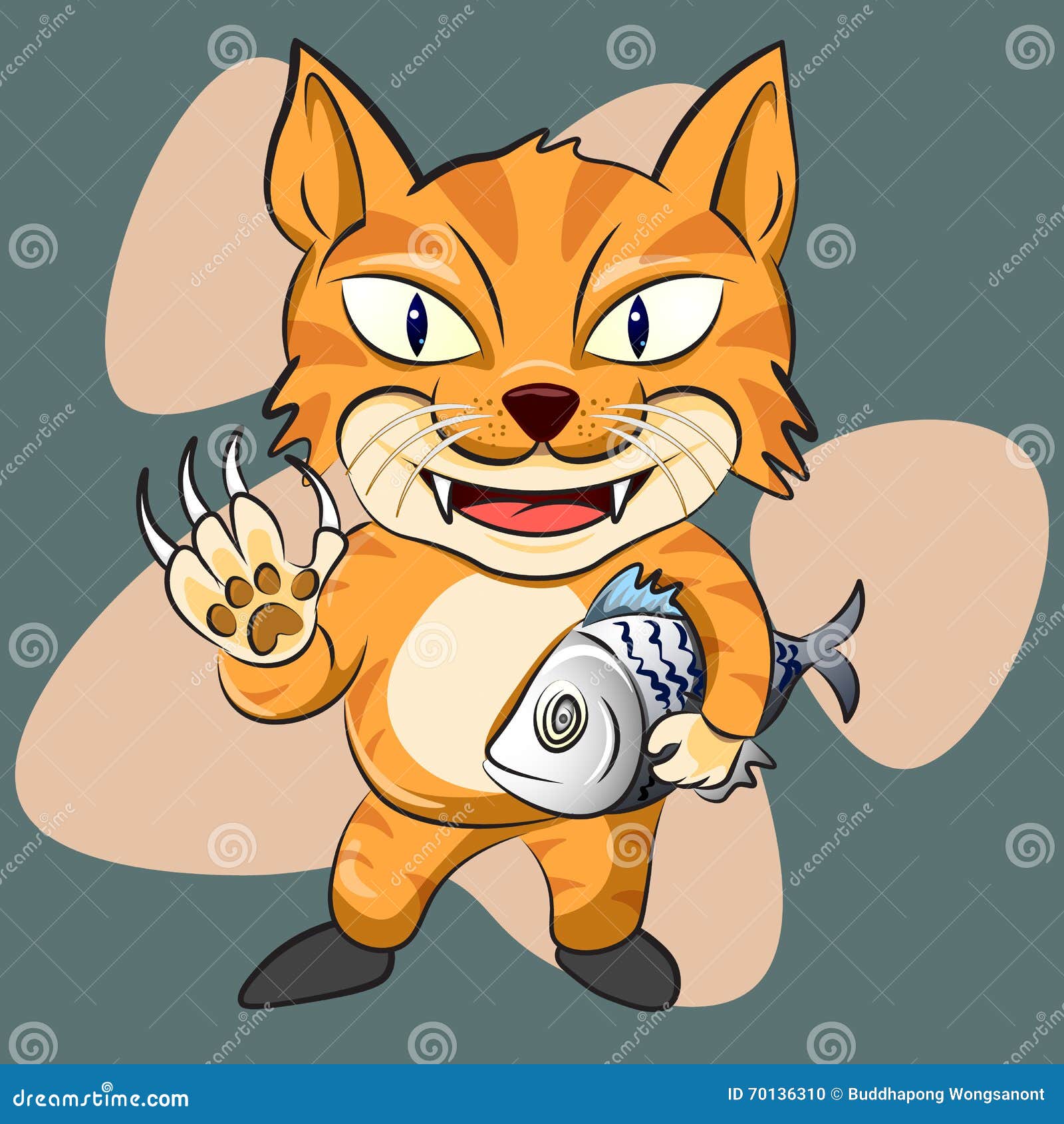 The Cute Cat Man and His Fish. Stock Vector - Illustration of animal ...
