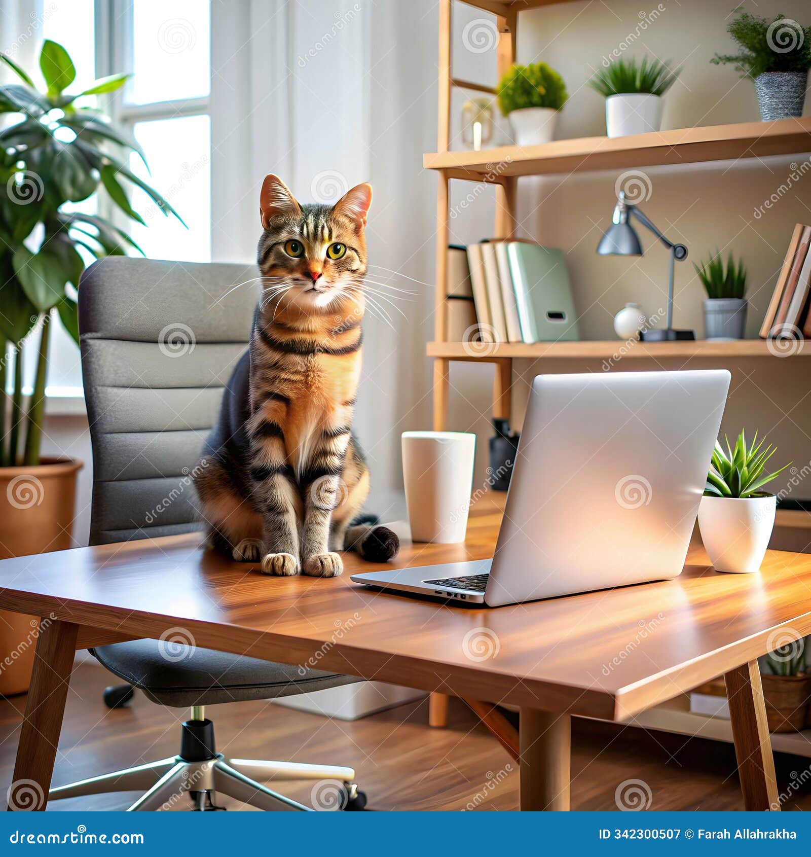 A Cute Cat Manages a Home Office, Complete with a Tiny Desk and ...