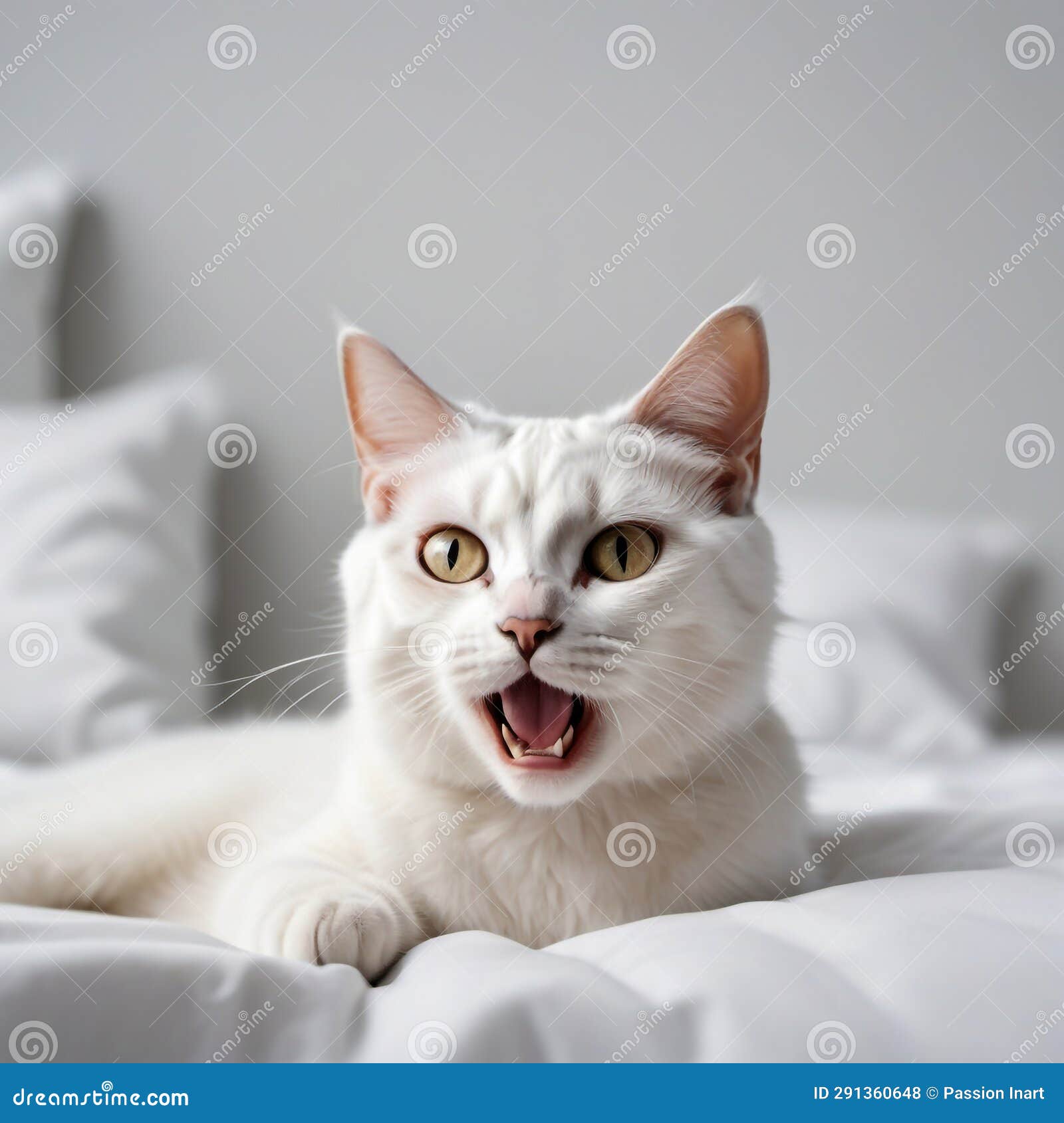 Cute Cat Meowing on the Bed Stock Illustration - Illustration of mammal ...