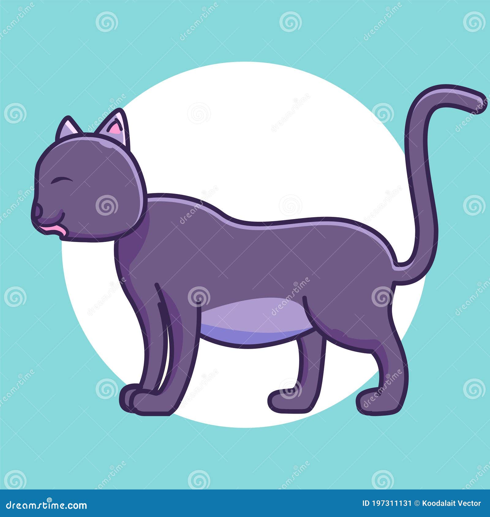 Cute Cat Meowing. Cartoon Illustration Stock Vector - Illustration of ...