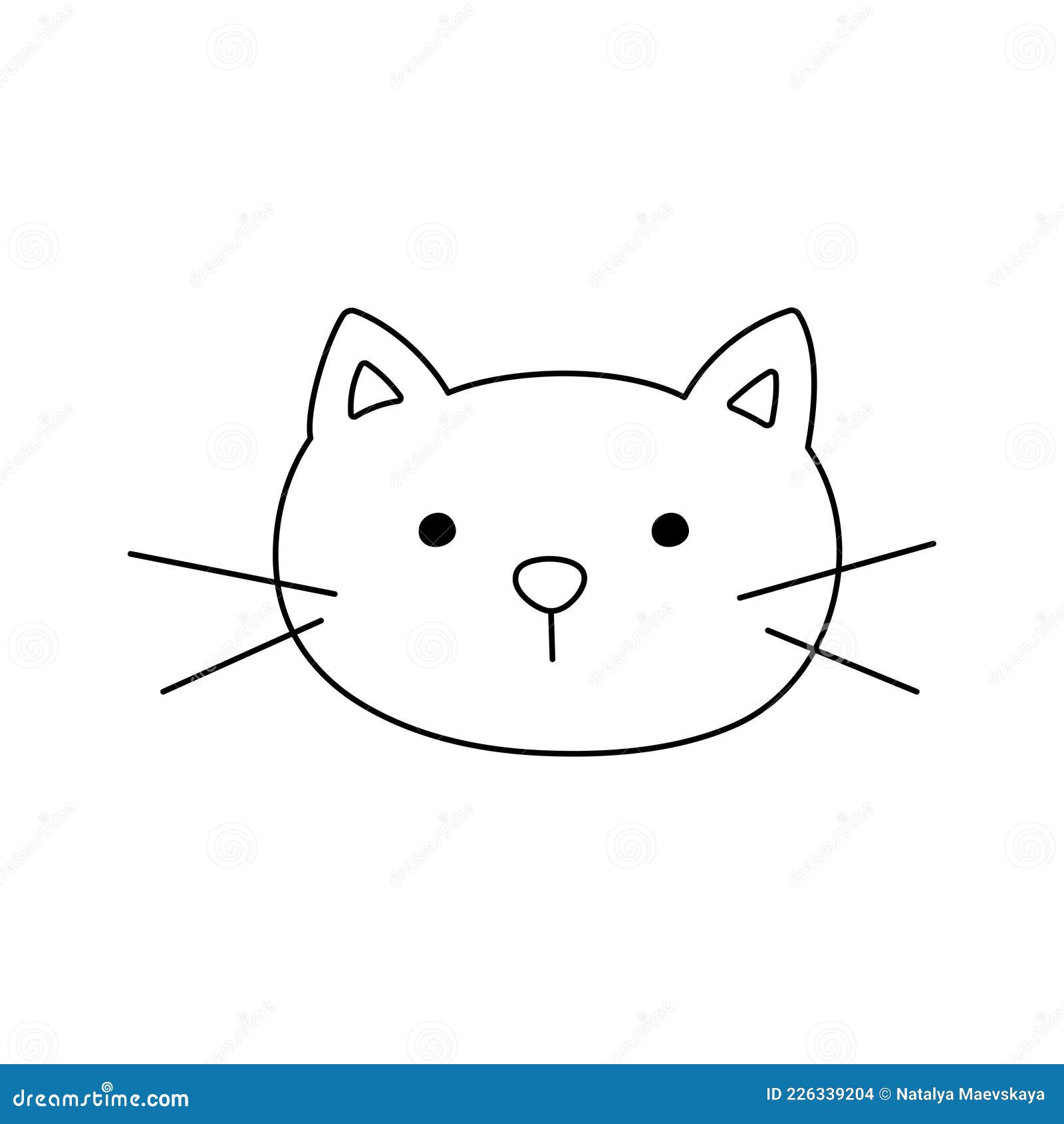 Cute Cat Muzzle in Doodle Style. Hand Drawn Sketch Kitty for Print and ...