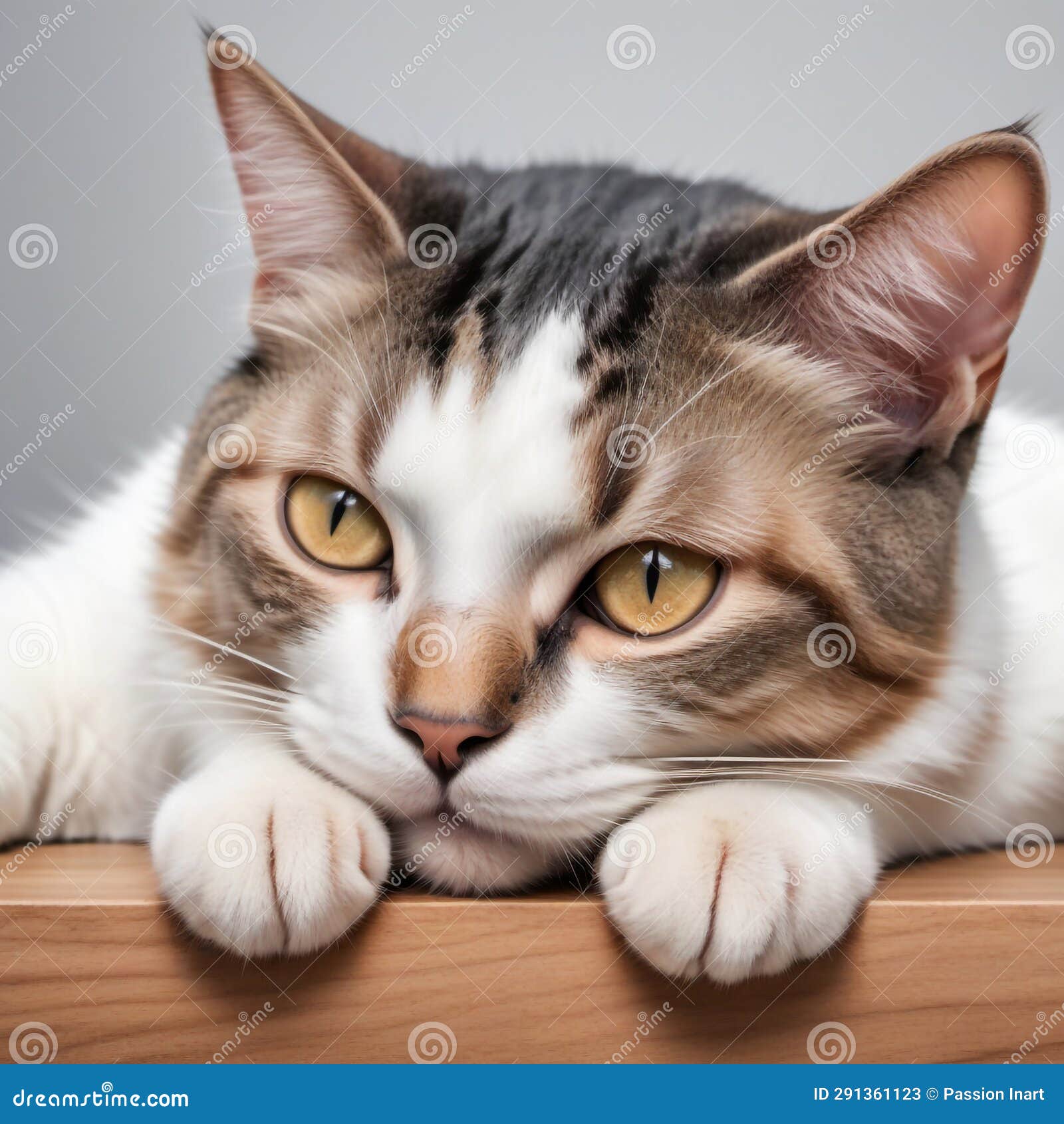 Cute Cat Napping on the Wooden Table Stock Illustration - Illustration ...