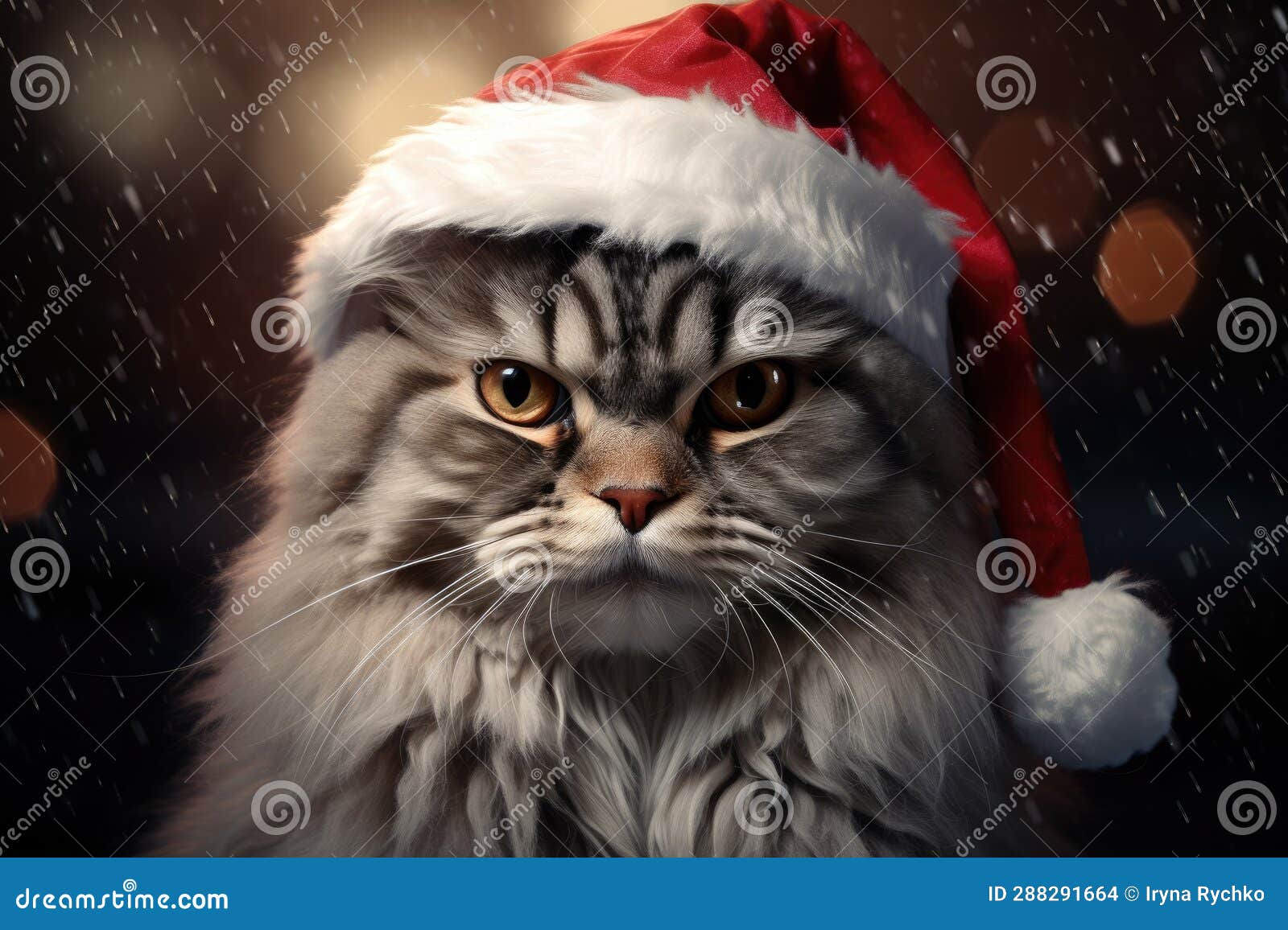 Cute Cat Near Christmas Tree, AI Generated Stock Photo - Image of ...