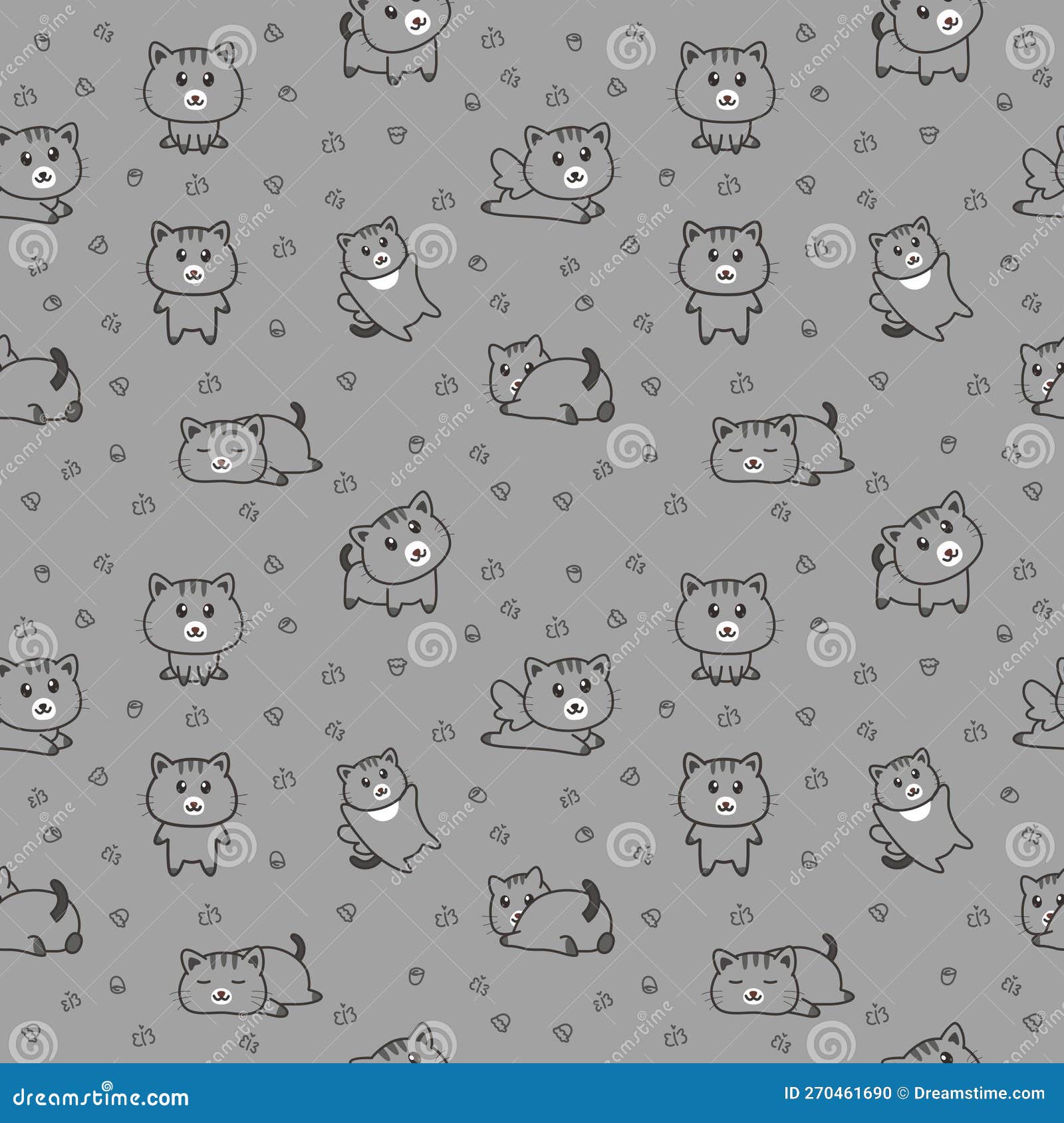 Cute Cat Pattern Vector Background Animal Stock Vector - Illustration ...