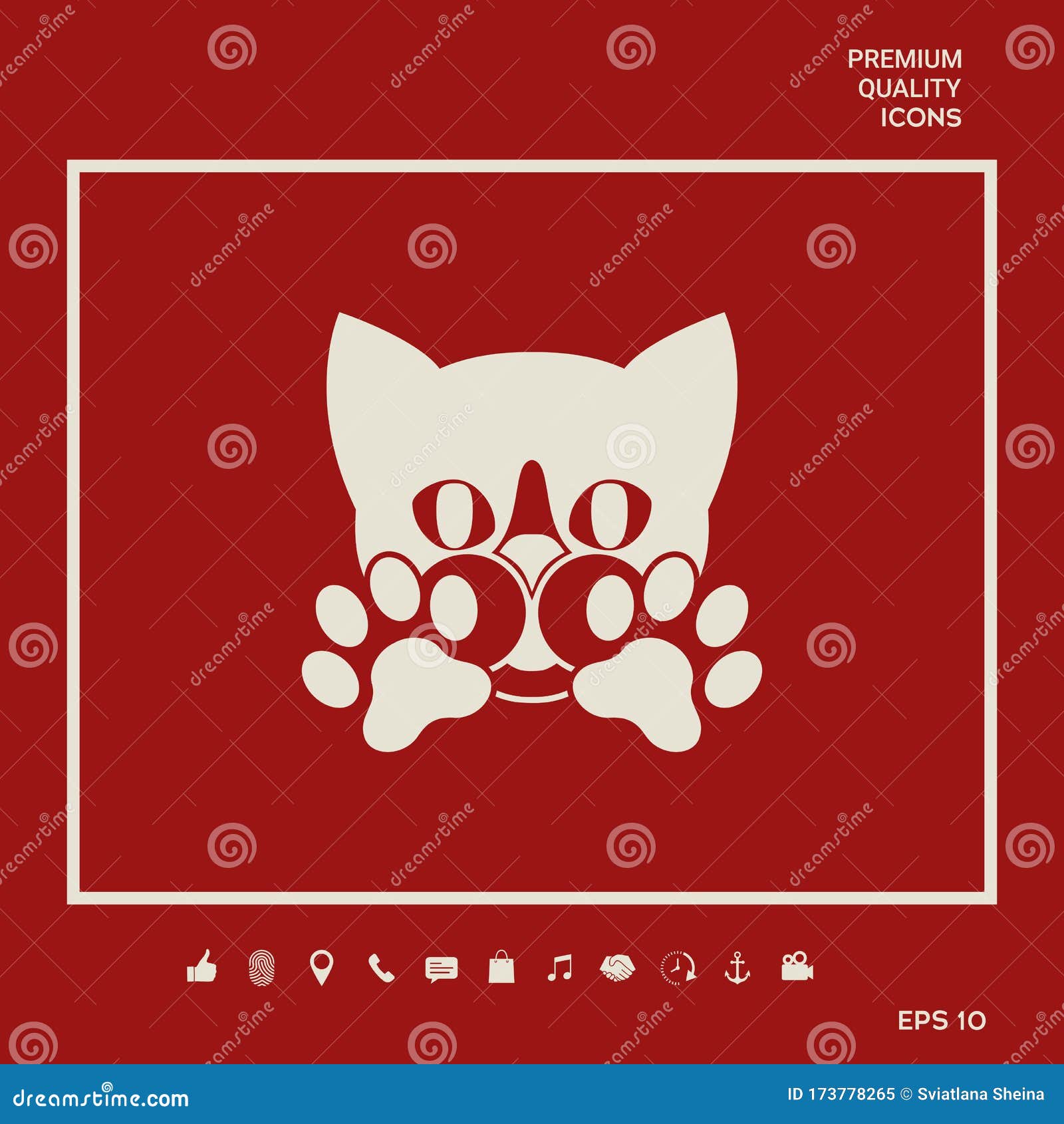 Cute Cat, Paws - Logo, Symbol, Protect Sign Stock Vector - Illustration ...
