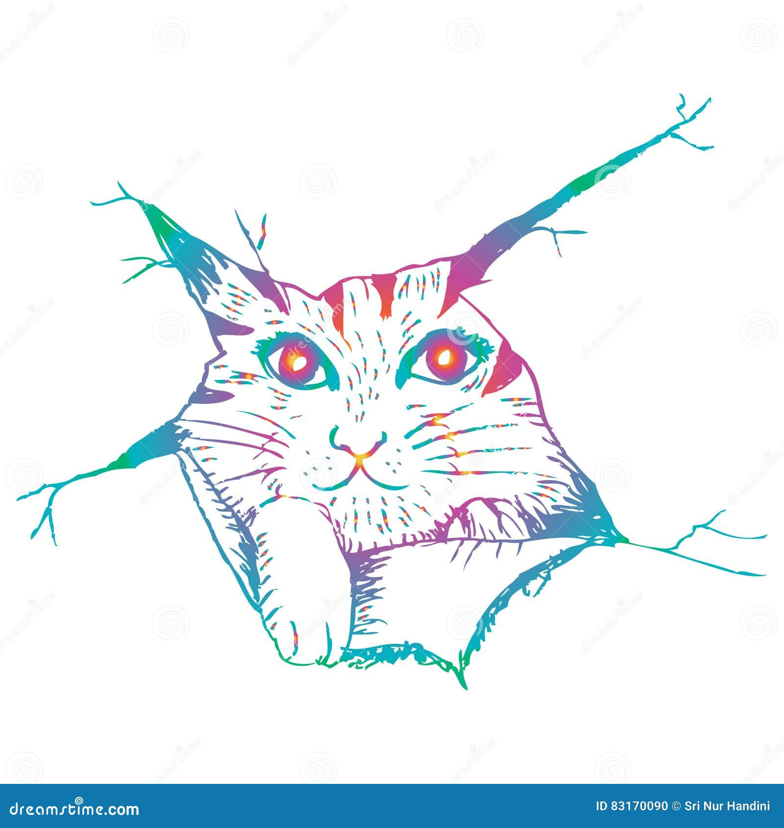 Cute Cat Peering. Sketchy Style Illustration. Stock Illustration ...
