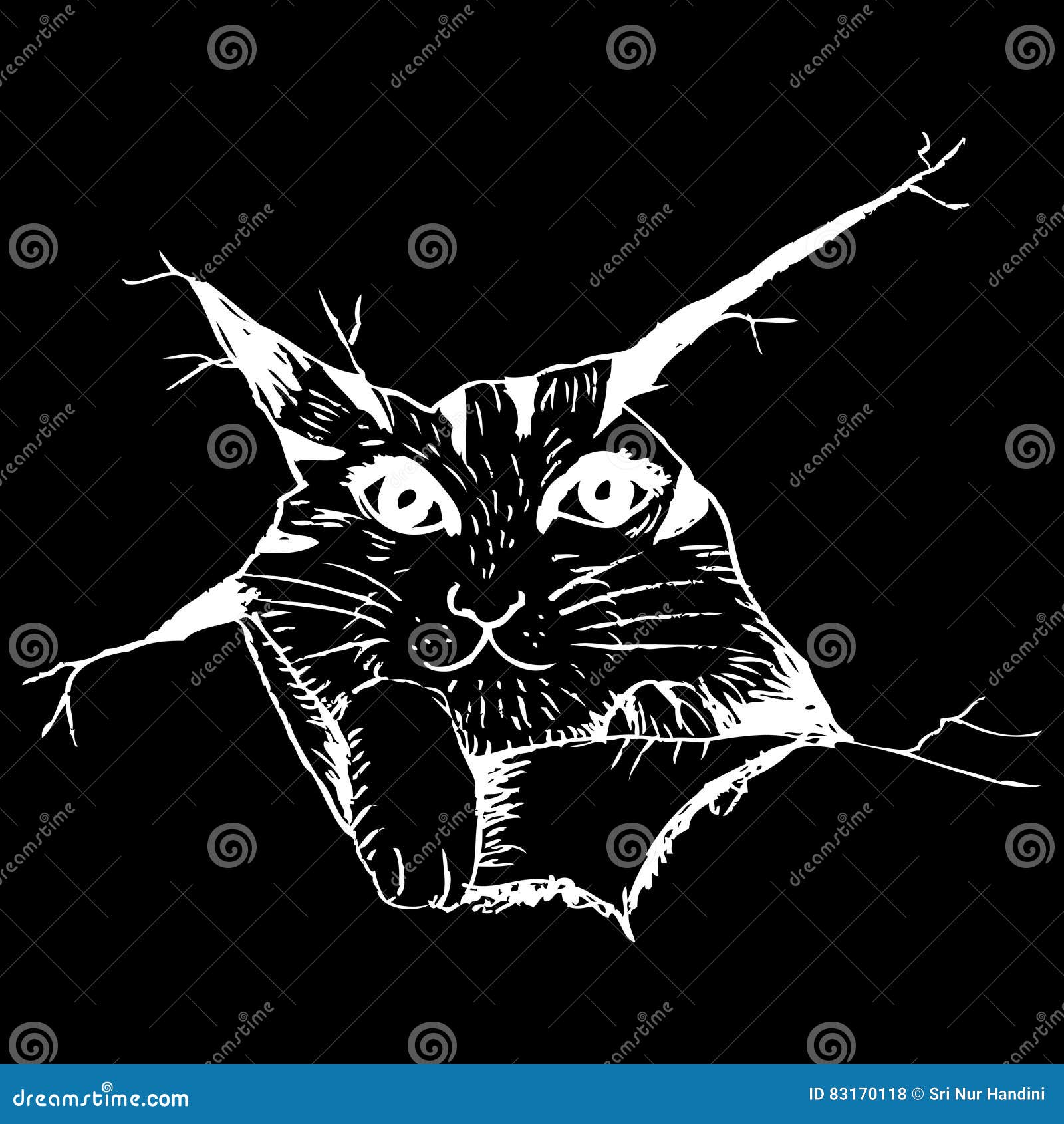 Cute Cat Peering. Sketchy Style Illustration. Stock Illustration ...
