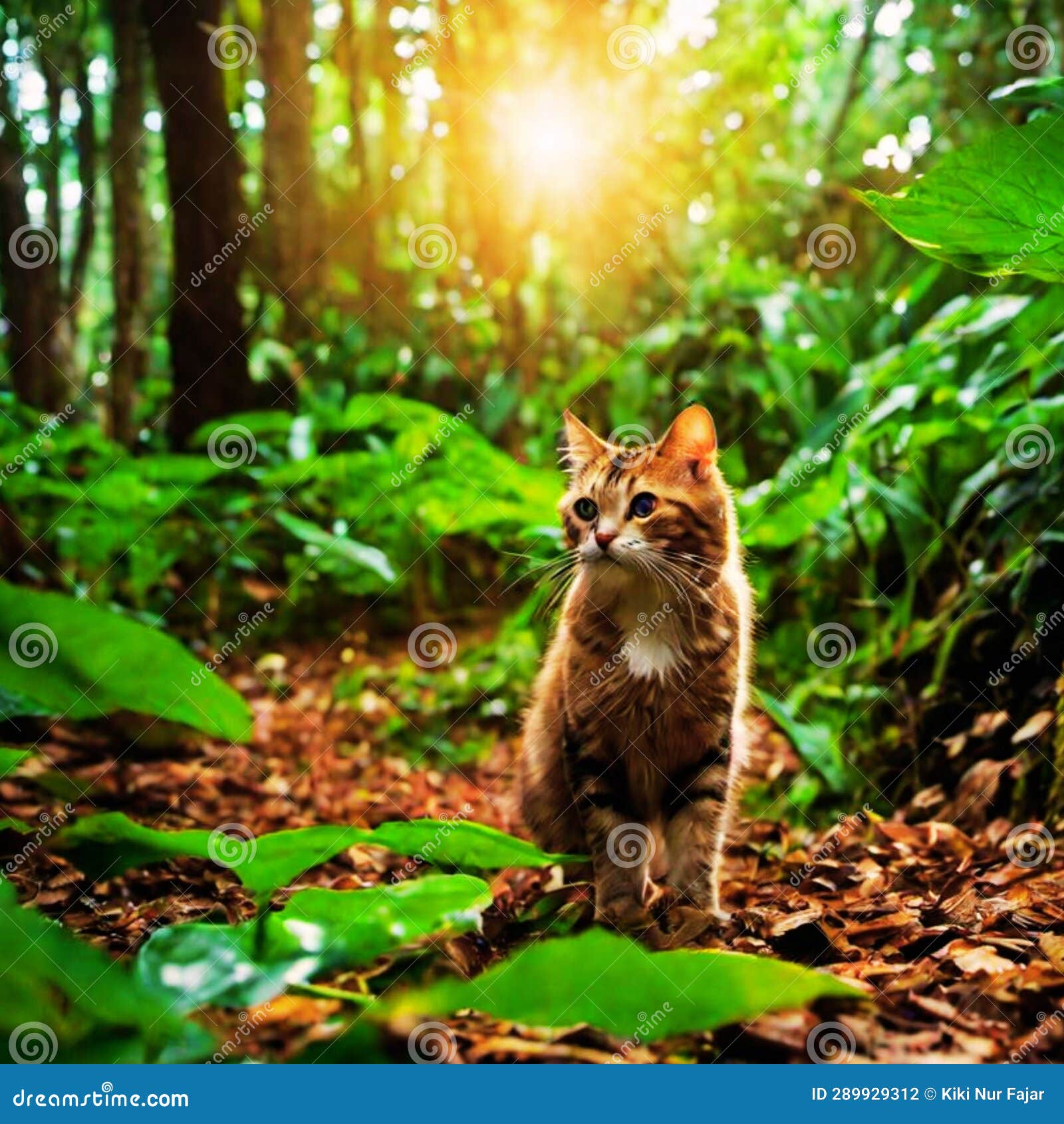Cute Cat Playing in the Forest11 Stock Illustration - Illustration of ...