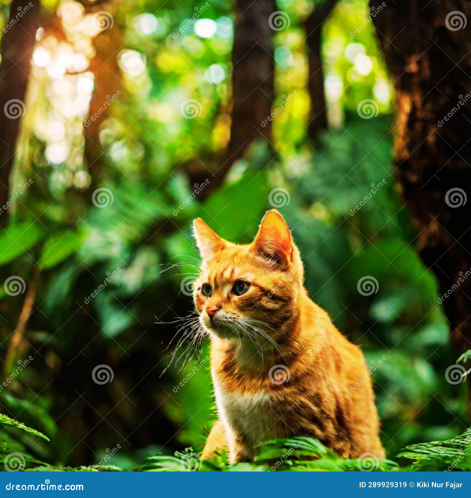 Cute Cat Playing in the Forest6 Stock Illustration - Illustration of ...