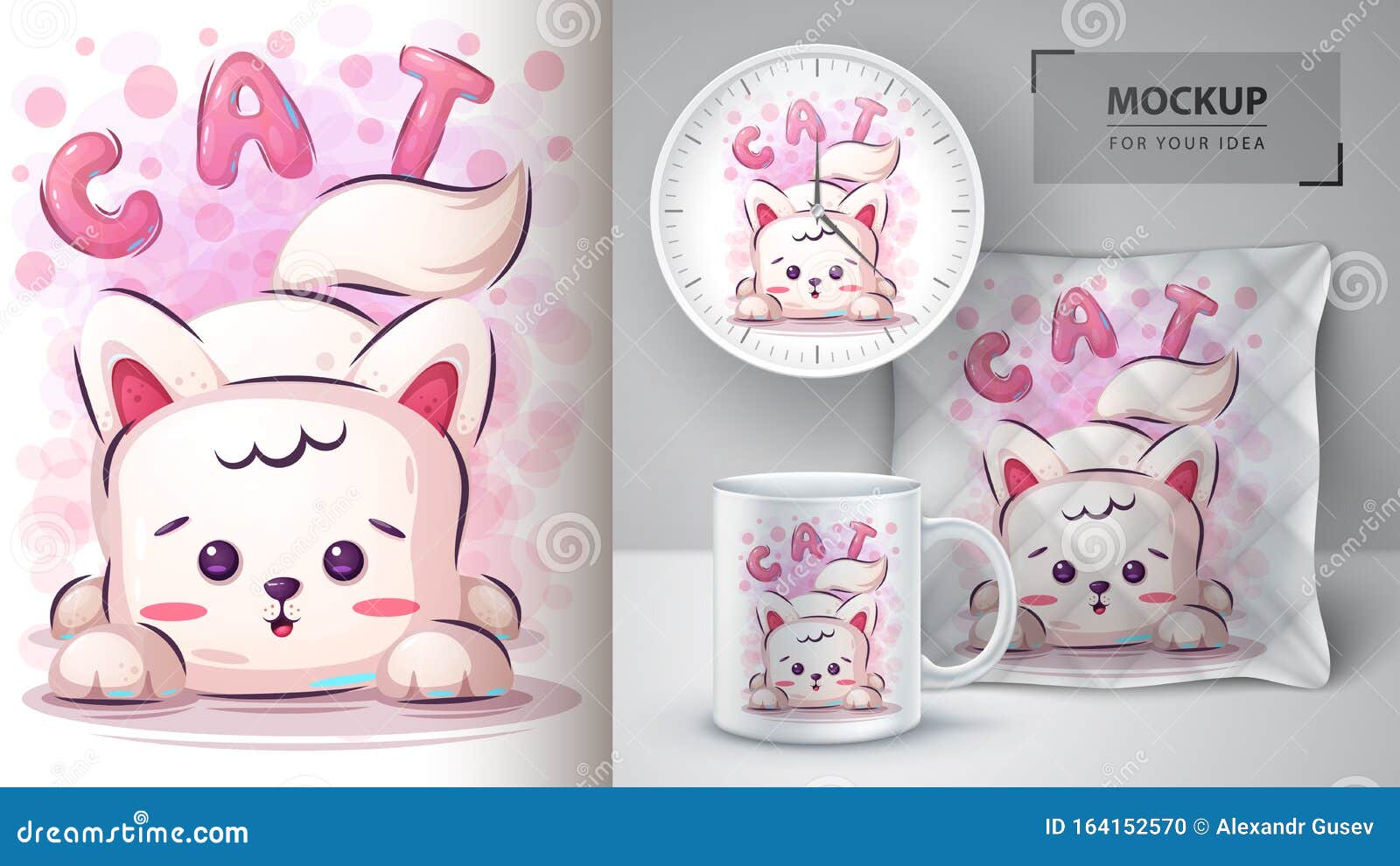 Cute Cat Poster and Merchandising Stock Vector - Illustration of idea ...